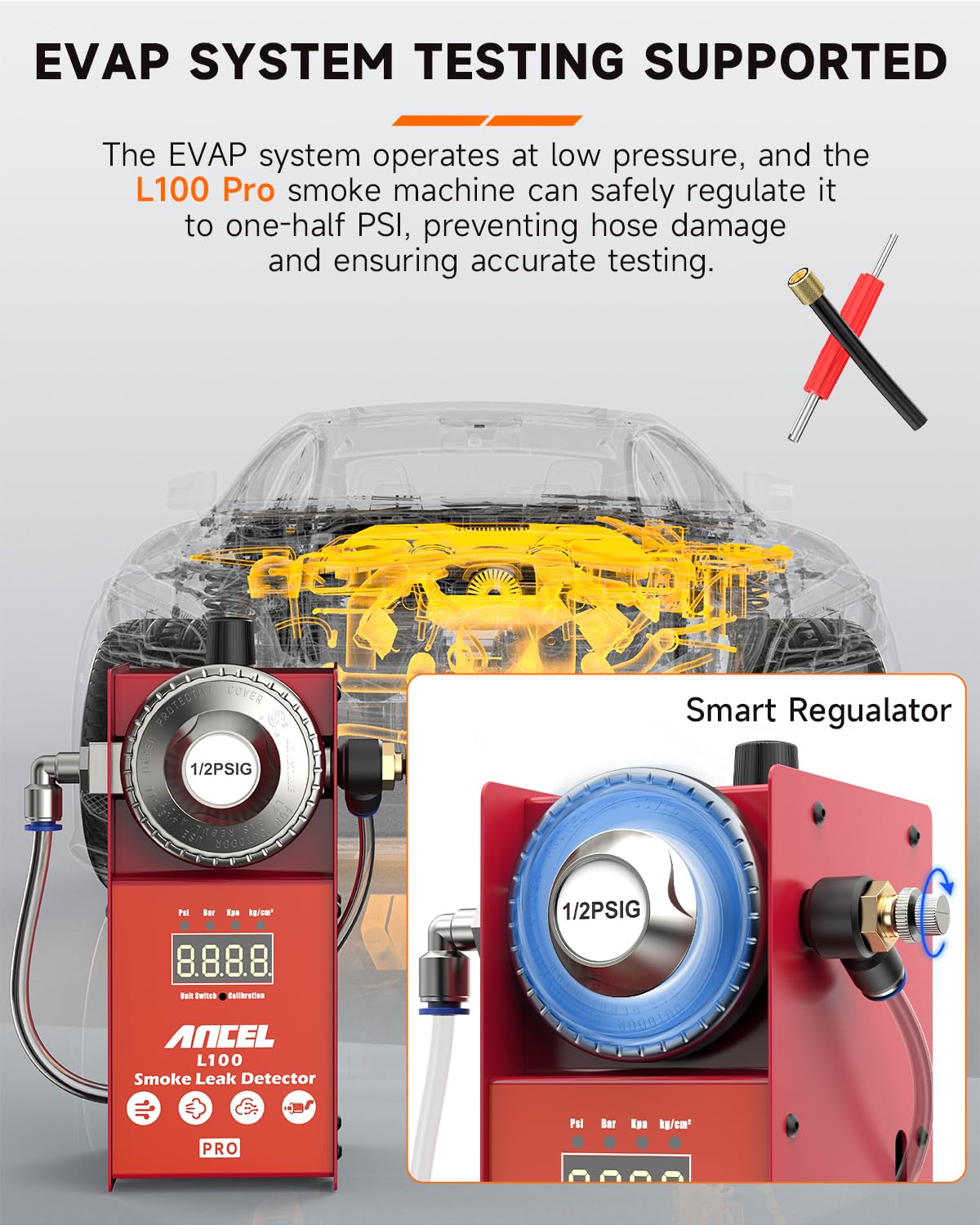 Snapklik.com : L100PRO Smoke Machine Automotive, Built-in Air Compressor, Adjustable Digital ...