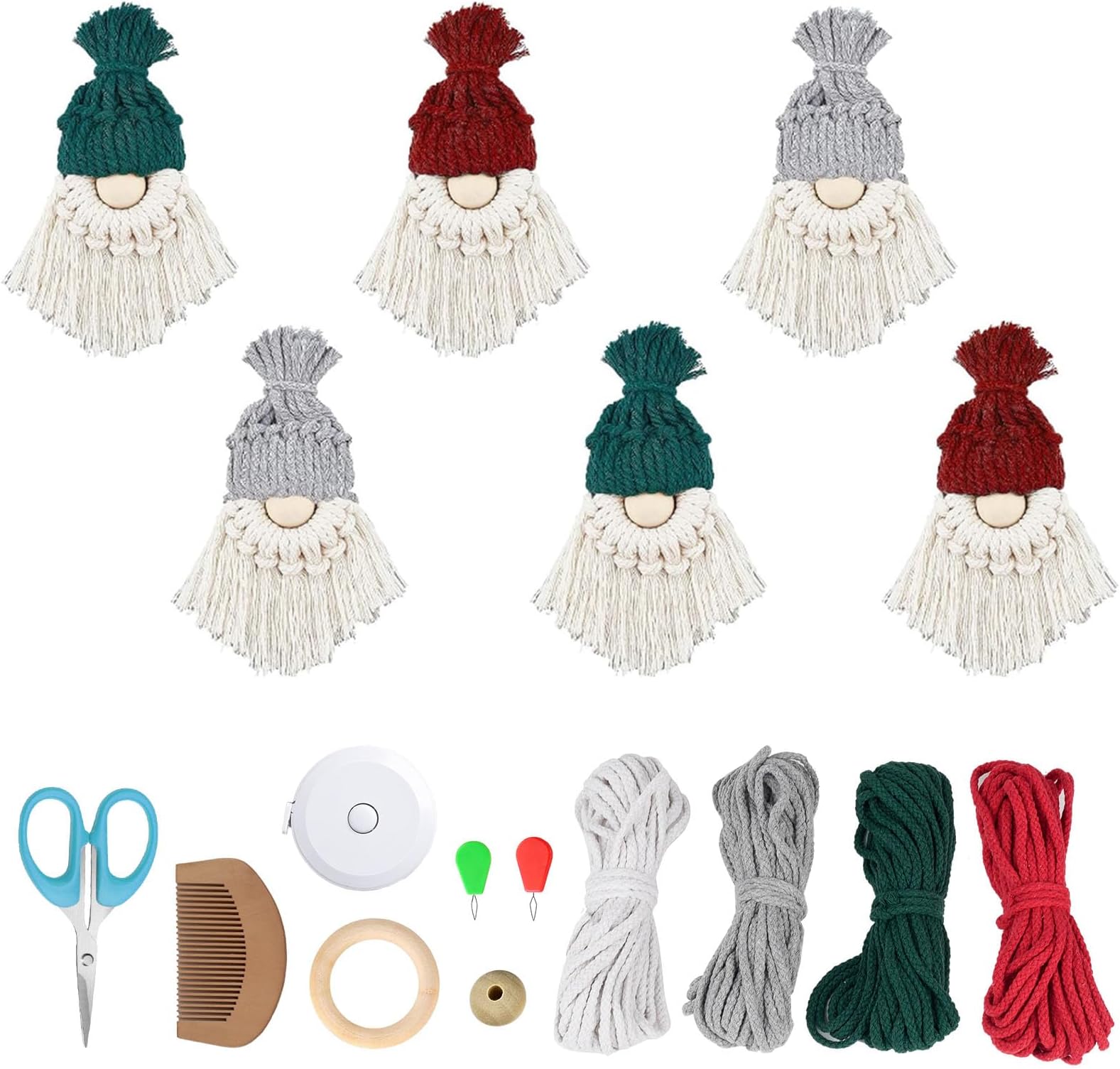 FREEBLOSS 6 Set DIY Santa Claus Kit DIY Macrame Santa Claus for ...