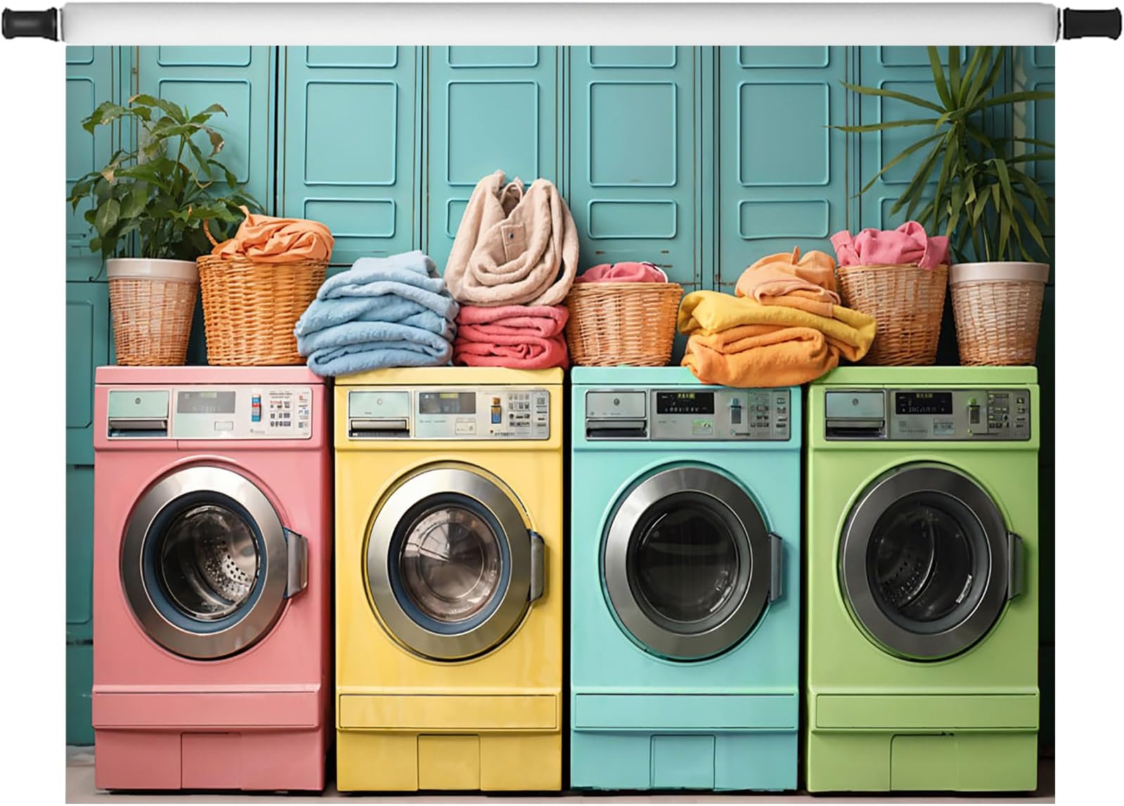 Amazon.com : Kate Laundry Day Colorful Washing Machine Backdrop Laundry ...