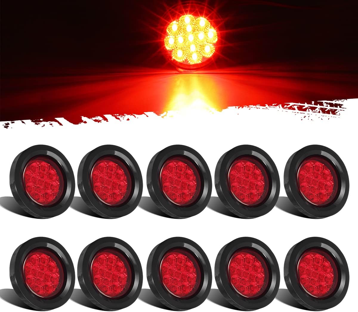 Amazon.com: Partsam 10Pcs 2.5" Round Red 13Led Side Marker Clearance ...
