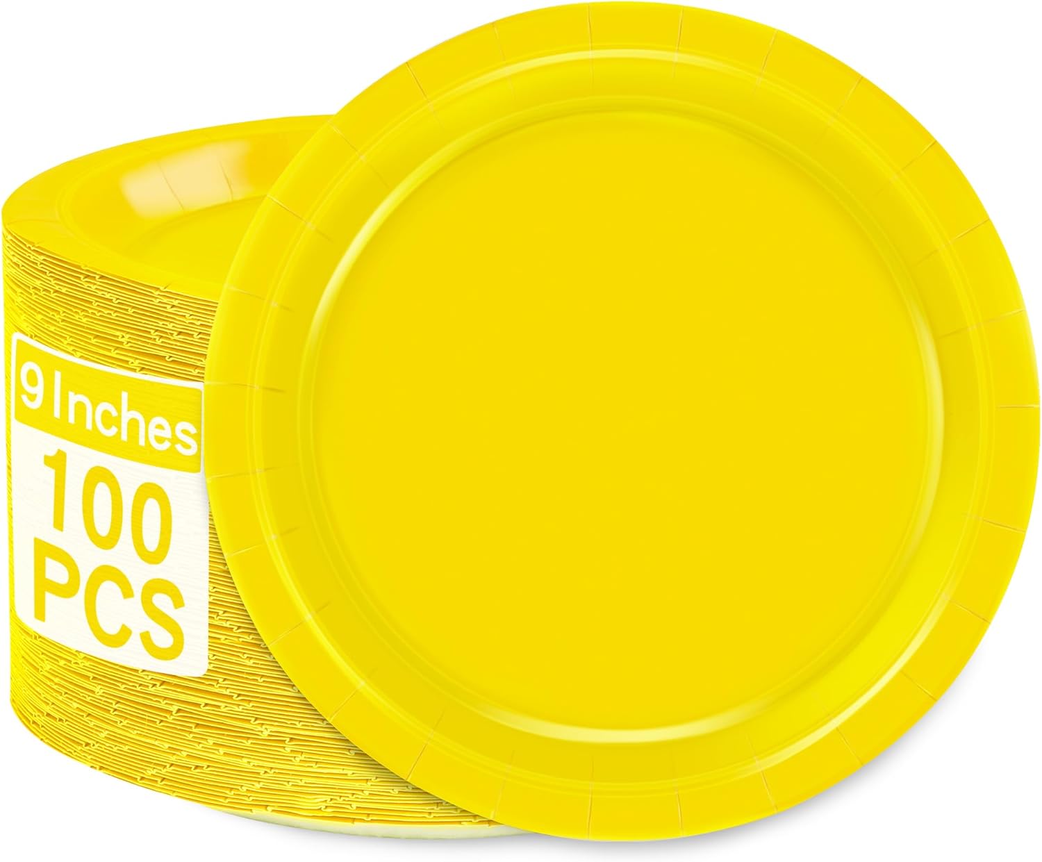 Amazon.com: QZYL Paper Plates, 100 PCS Yellow Disposable Plates, 9 ...