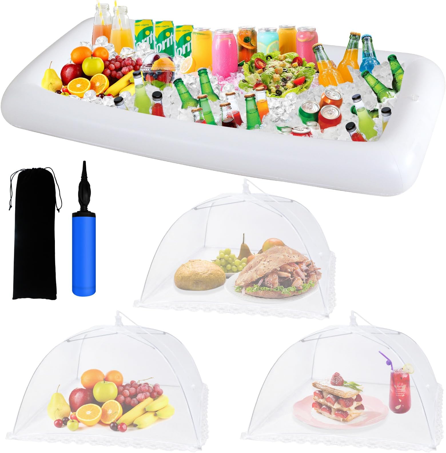 Amazon.com: Inflatable Serving Bar & Mesh Food Covers Set, Party ...