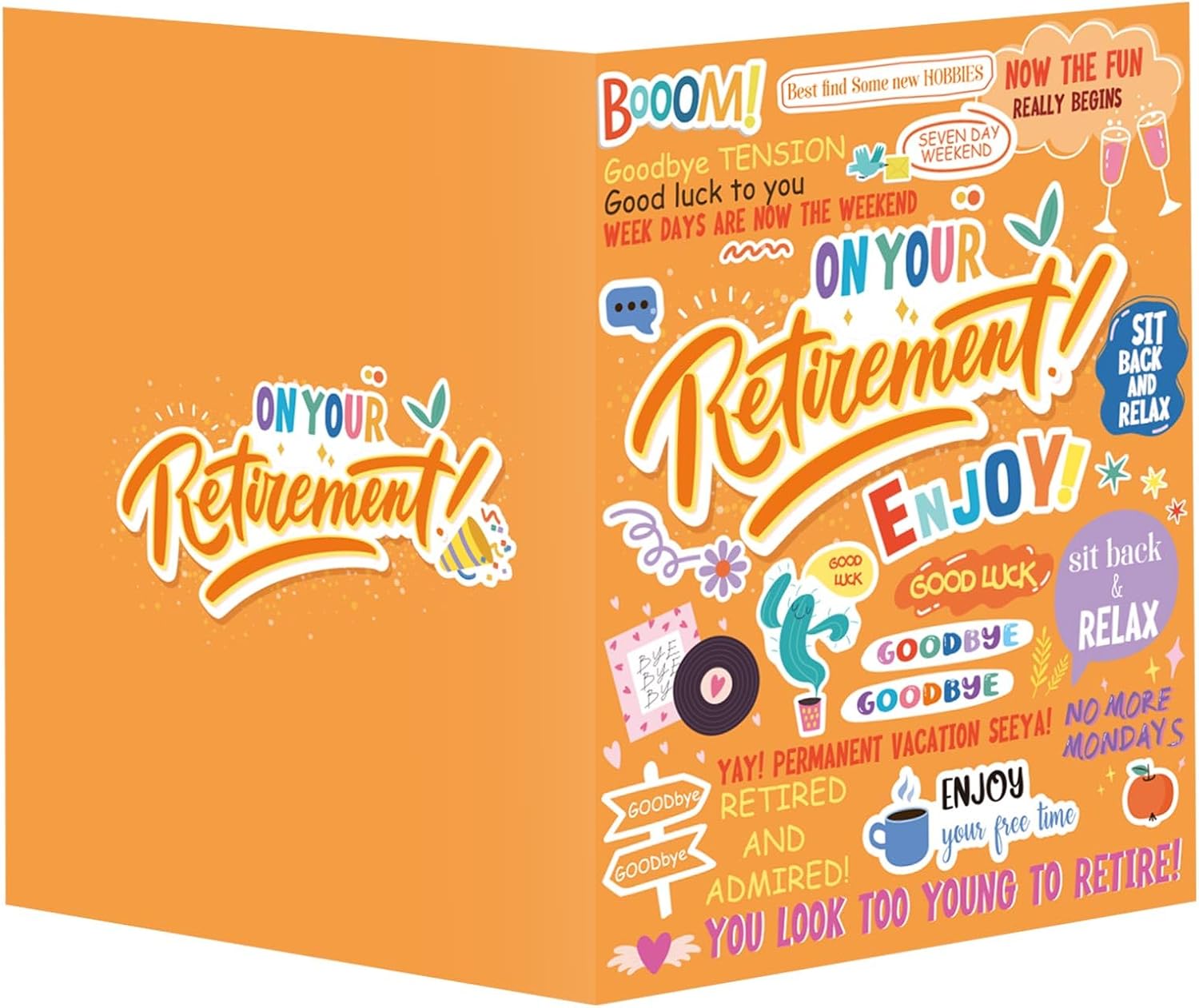 Amazon.com: Gosknor Orange Large Retirement Cards, Jumbo Farewell ...