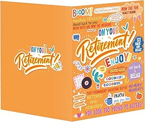 Amazon.com: Orange Large Retirement Cards, Jumbo Farewell Greeting Card ...