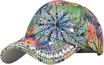 Bling Hat for Women, Fun Rhinestone Baseball Cap Vintage Bejeweled ...