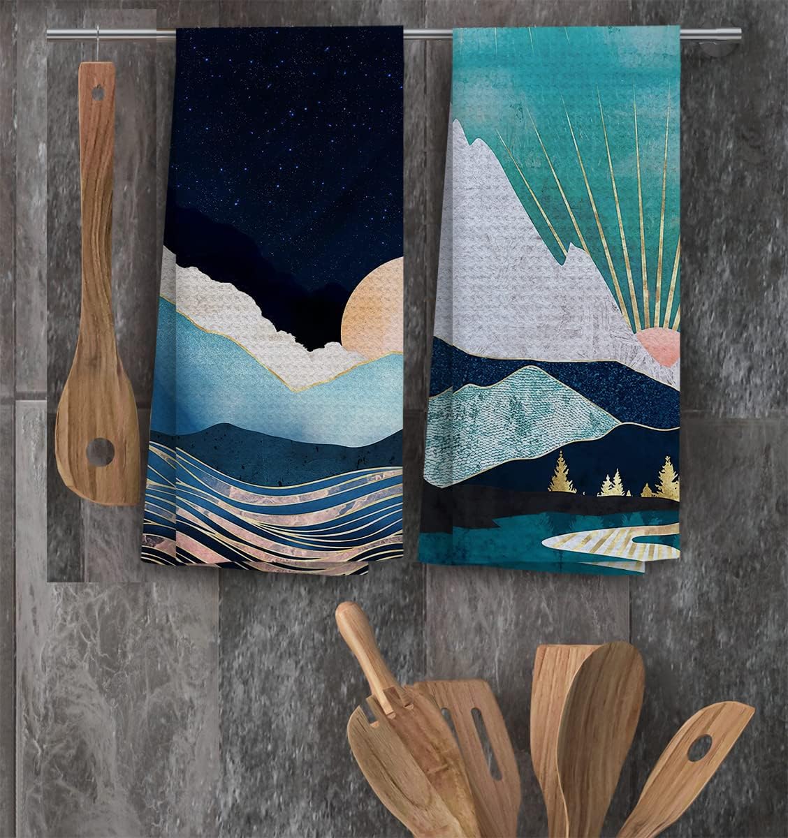 TUNW – Juego de 2 toallas de cocina para baño, estilo bohemio ...