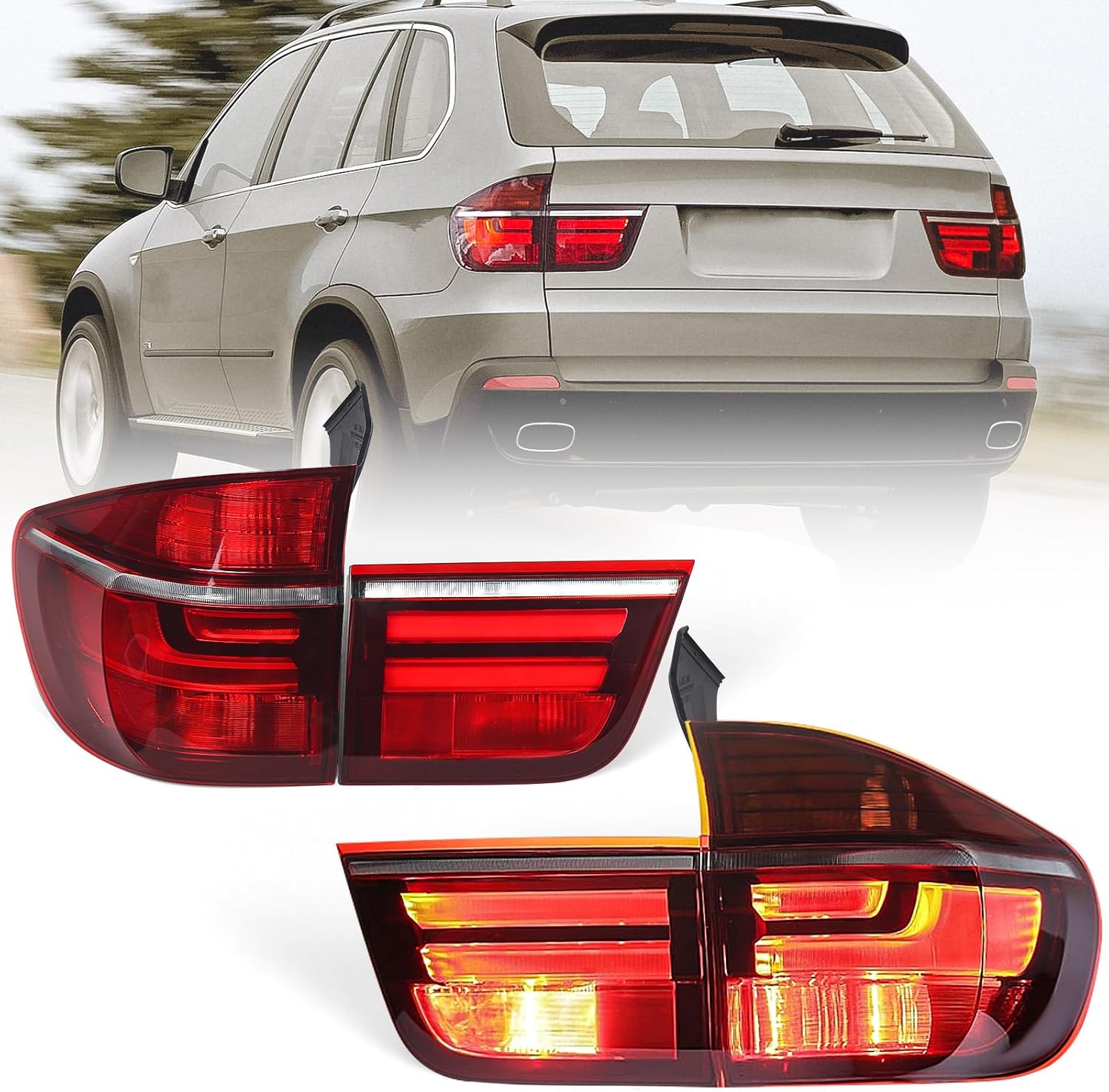 Amazon.com: FIONE Tail Lights Compatible with BMW X5 E70 2007-2013, LED ...