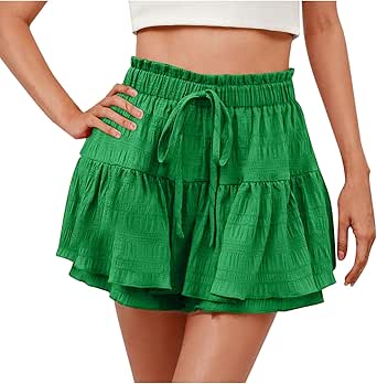 Flowy Shorts for Women Ruffle Tiered Summer Shorts A Line Beach Shorts ...