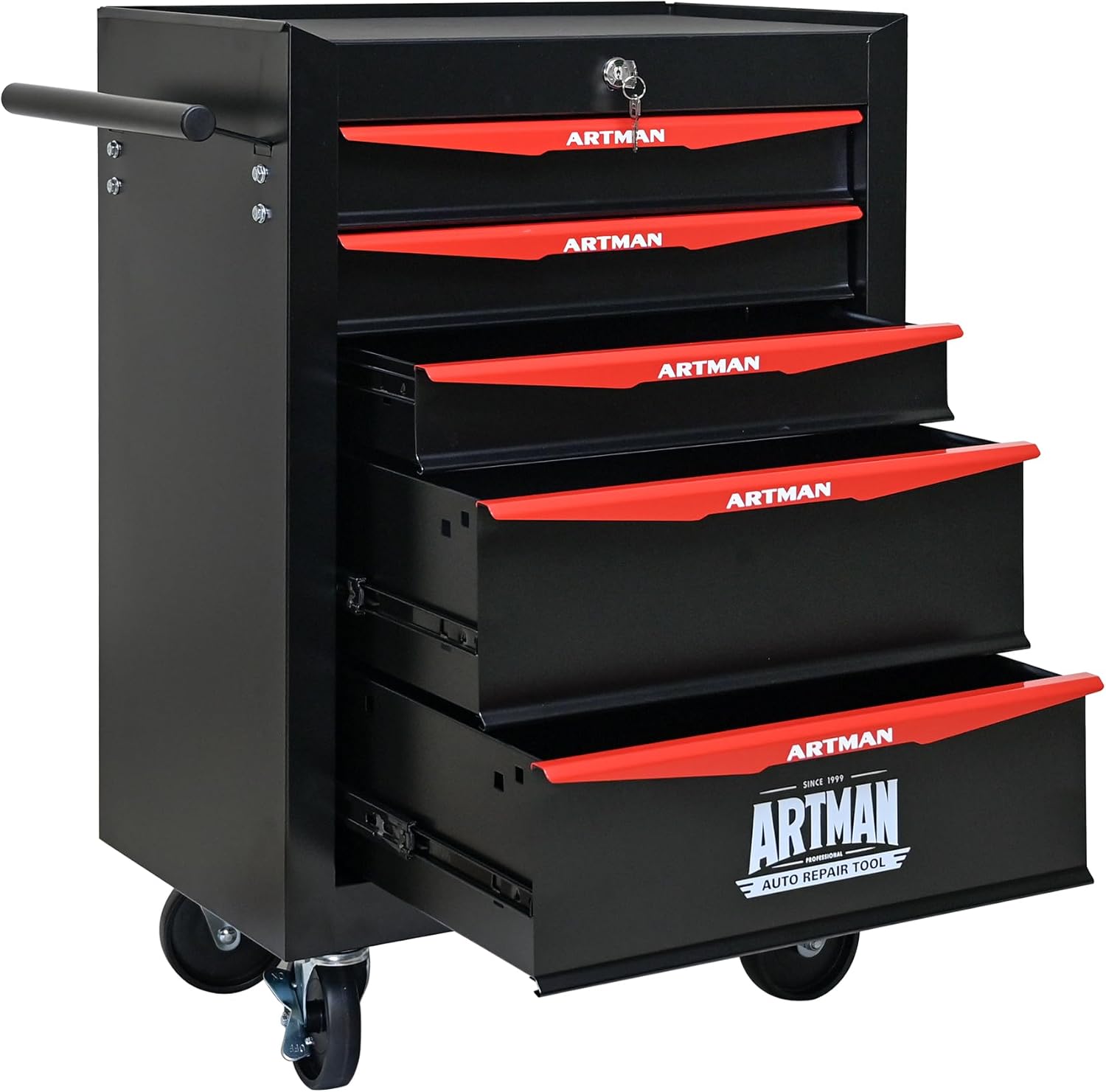 20" Rolling Metal Tool Box with 5 Drawers - Durable Steel Tool Storage ...