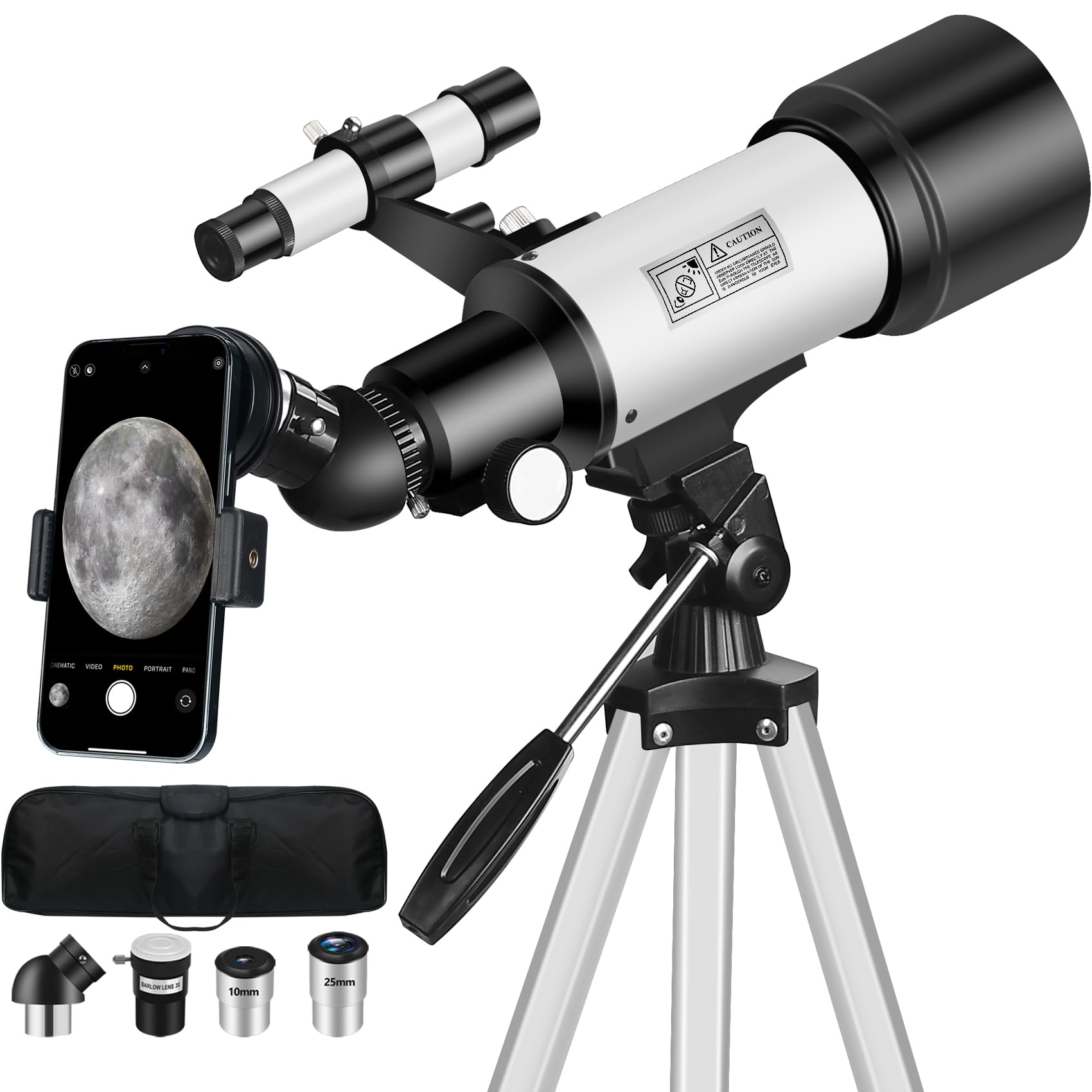 Mijiaowatch Telescope, 70mm Aperture 400mm Portable Travel Telescope ...