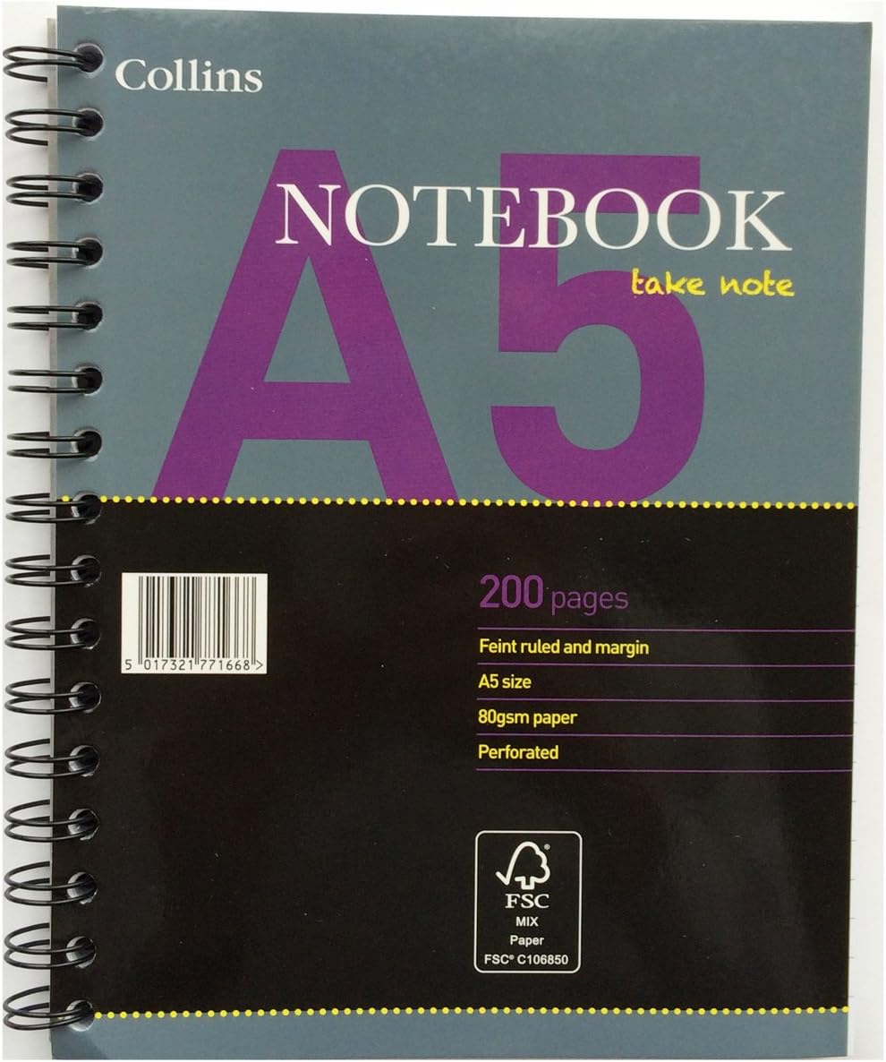 Collins Seven Series A5 Double Cash Wiro Notebook - 120 Pages, Green ...