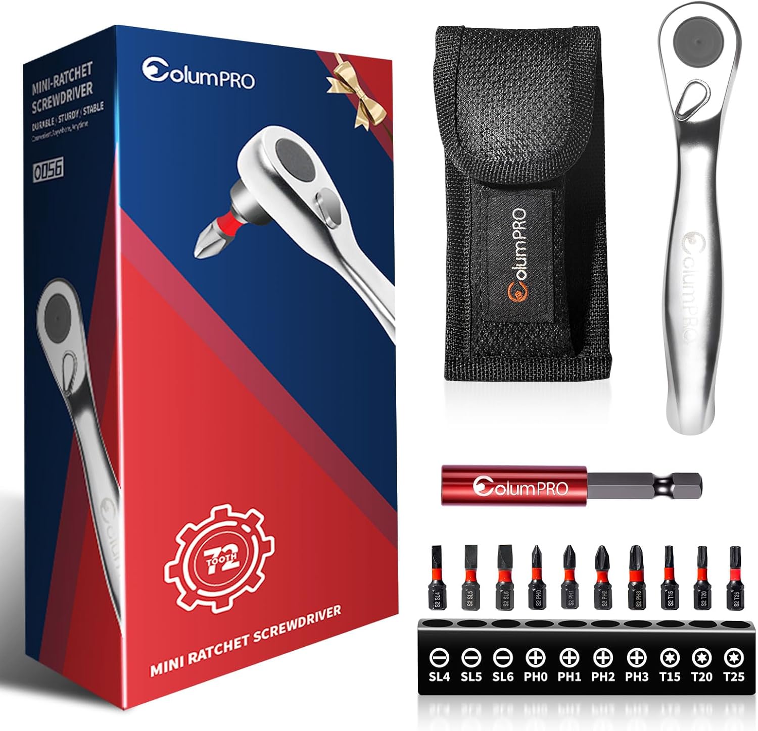 ColumPRO 12PCS Portability Mini Ratchet Screwdriver Set, 1/4” Ratchet ...