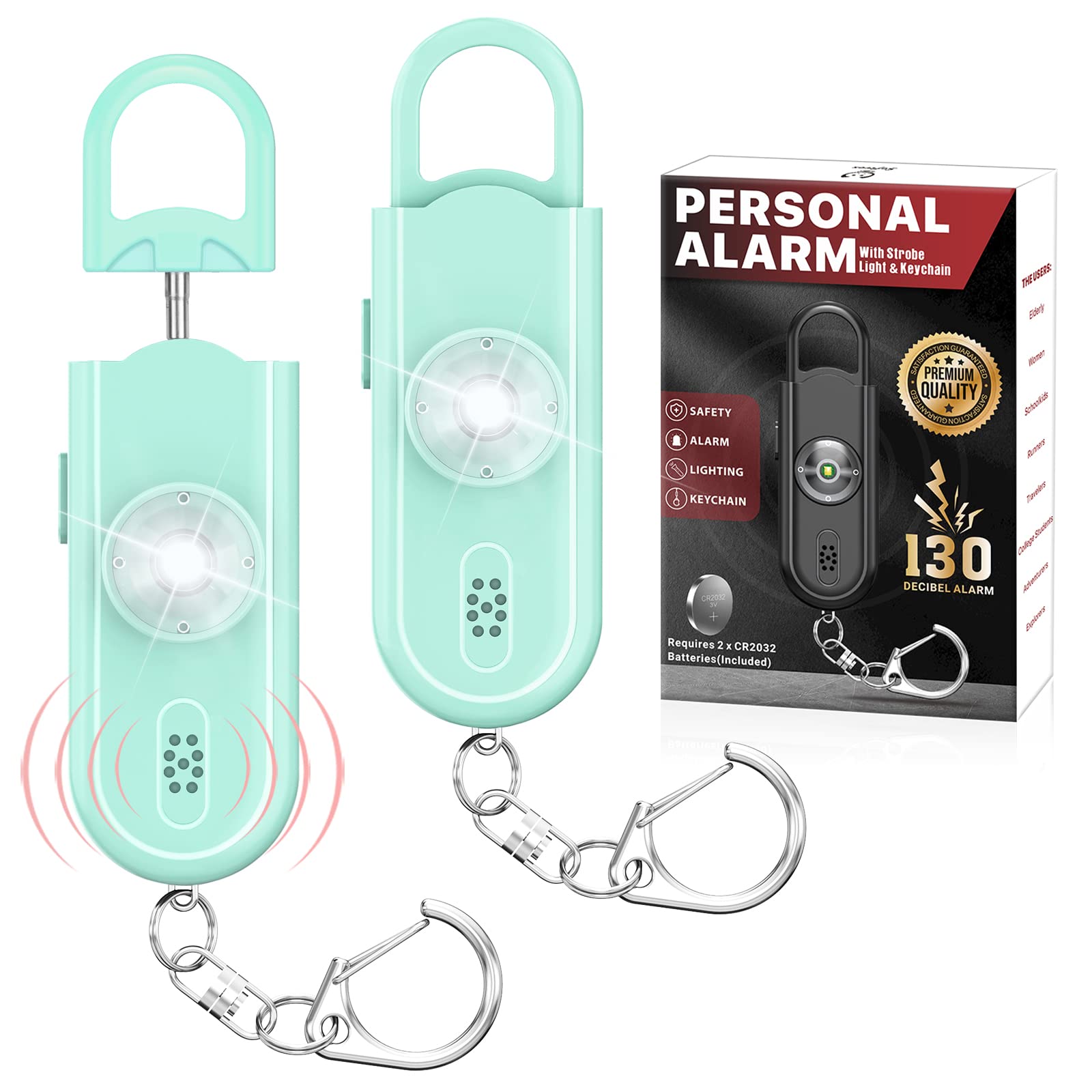 Amazon.com: Softvox Personal Safety Alarm Keychain for Women 2PCS -130 ...