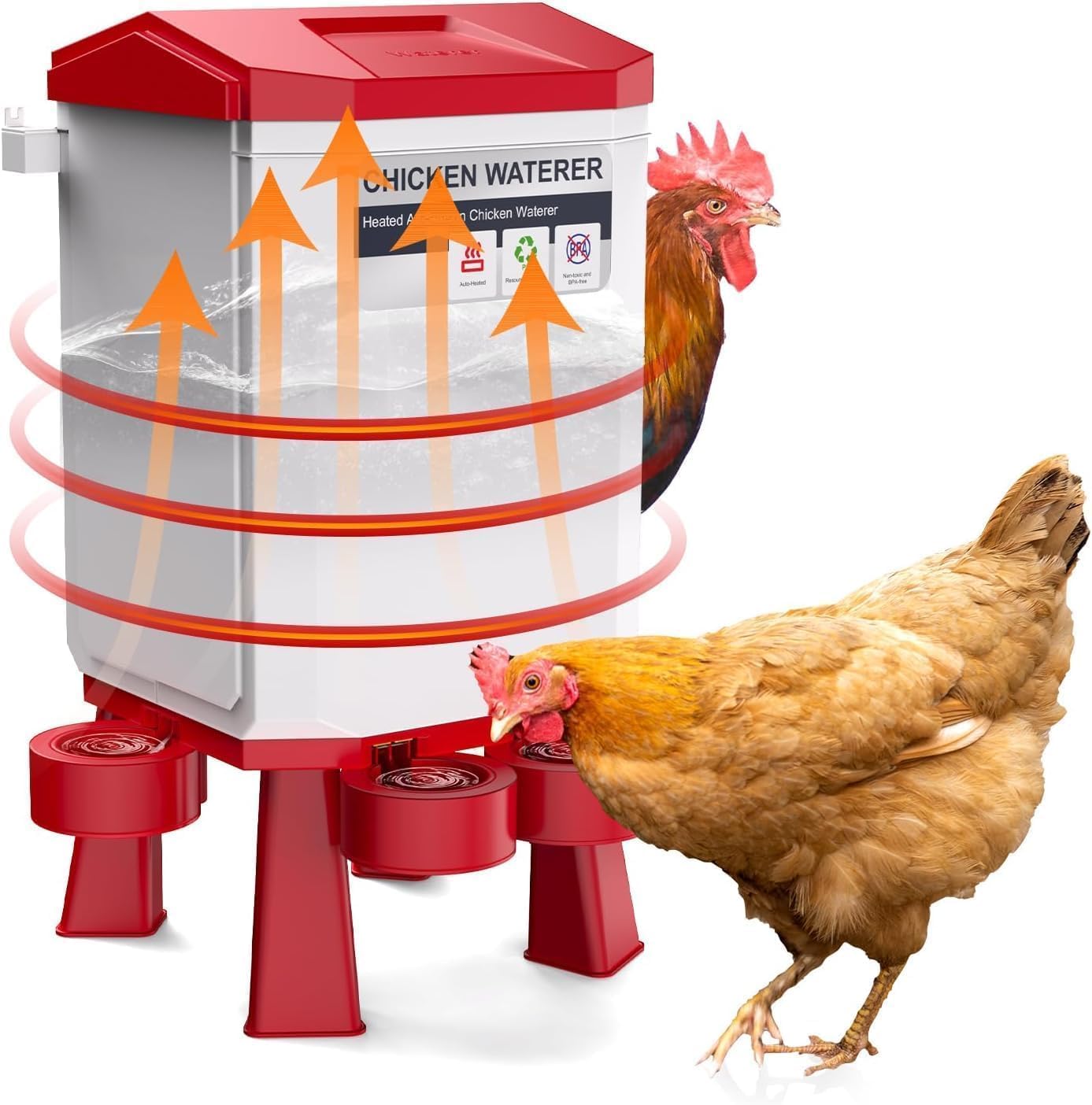 Heated Chicken Waterer, Thermostatically Controlled Heated 11L Outdoor ...
