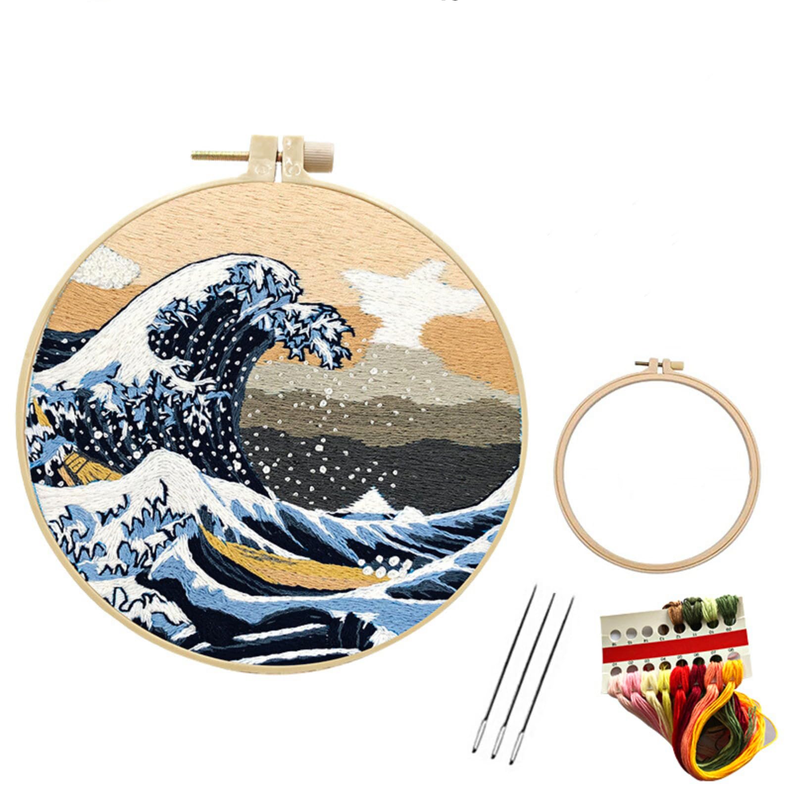 Amazon.com: Liveish Wave Embroidery Kit Beginner Adult,Beach Embroidery ...