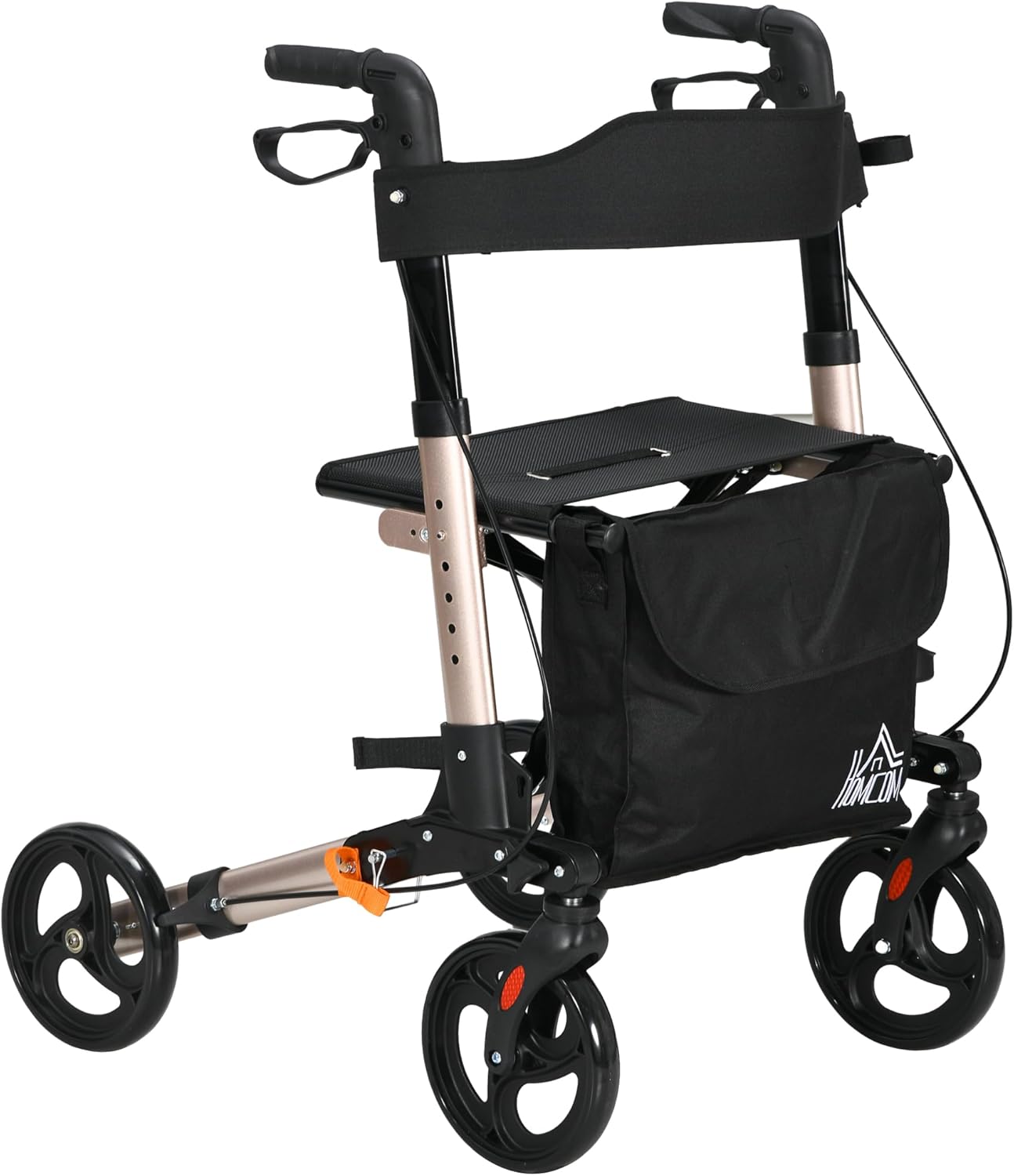 HOMCOM Déambulateur à 4 roues avec siège et dossier, déambulateur ...