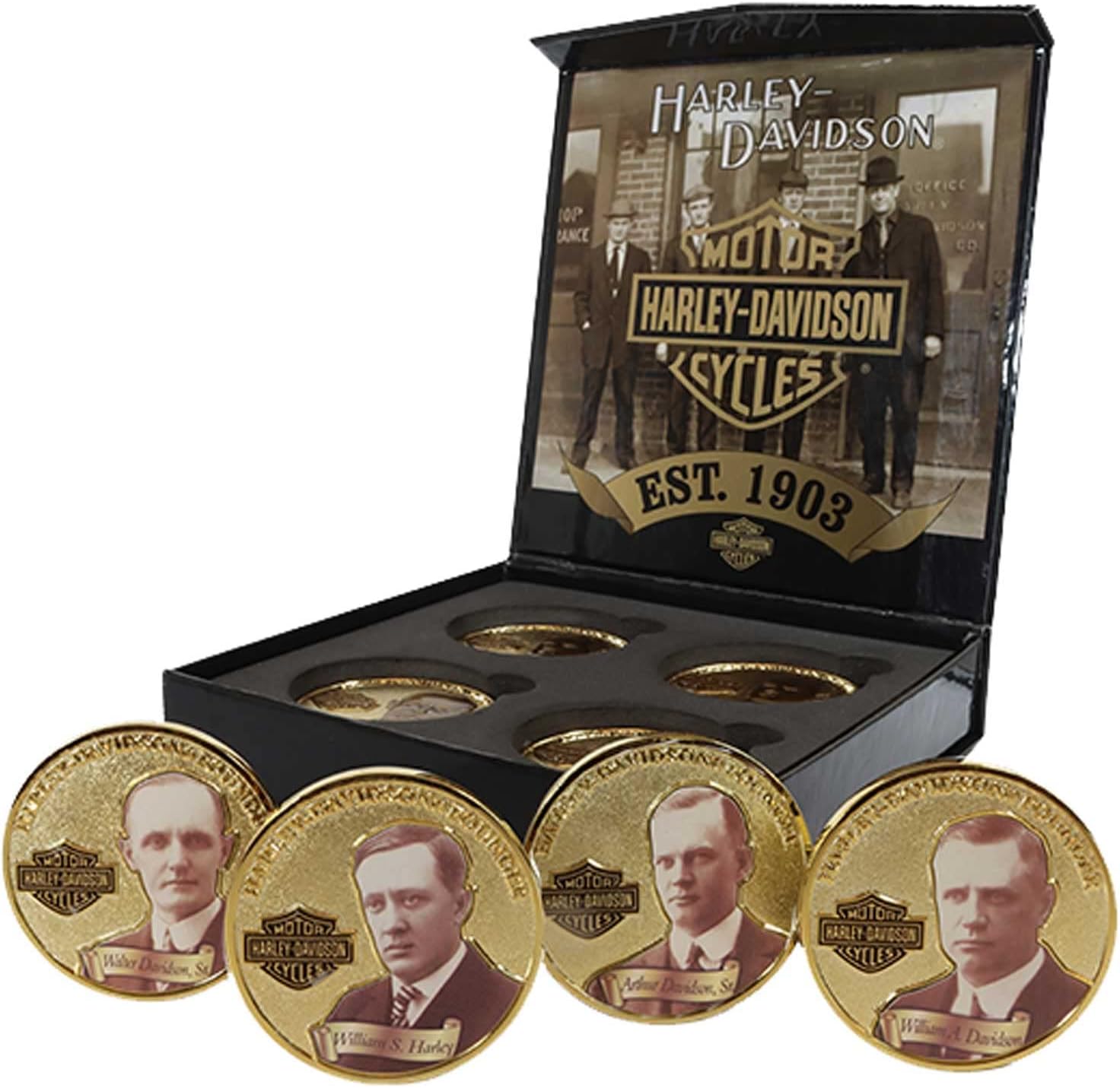 Amazon.com: Harley-Davidson Founding Fathers Collector Coin Set - Gold ...