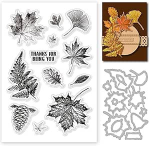 Amazon.com: INFUNLY Maple Leaf Clear Stamps and Dies for Card Making ...