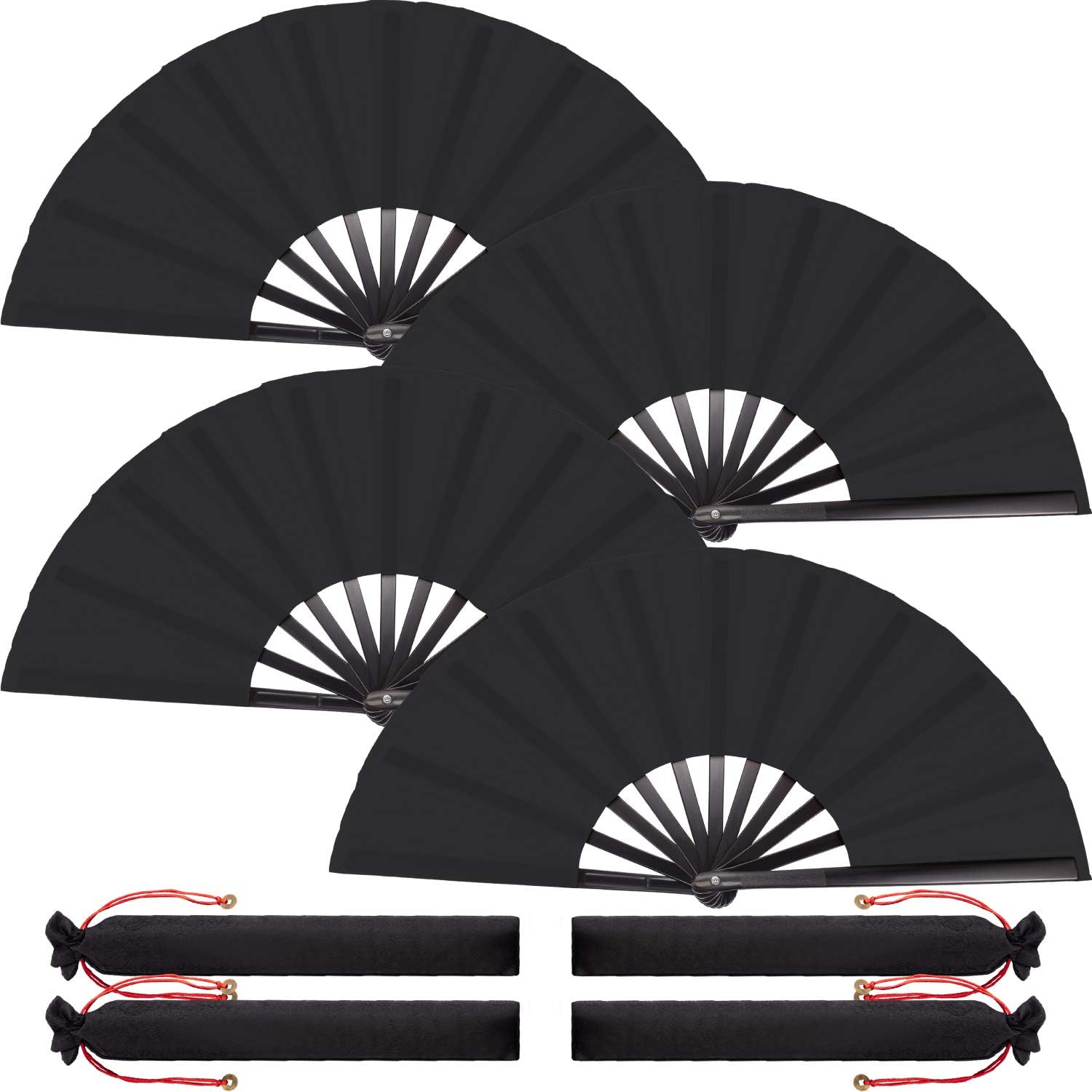 Amazon.com: 4 Pieces Large Folding Fan Silk Hand Fan Chinese Japanese ...