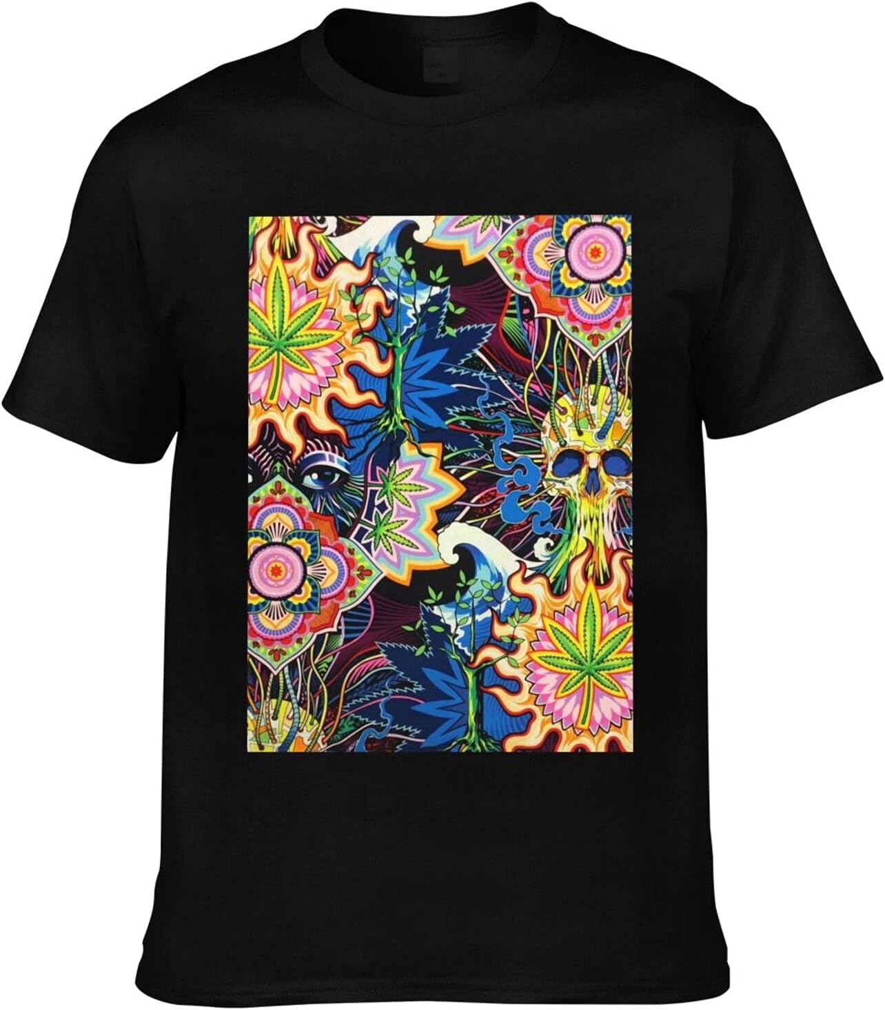 Amazon.com: Psychedelic Pot Leaf Weed Floral Men's Graphic Tees ...