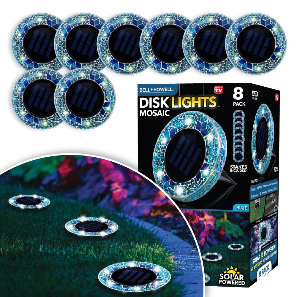 LED Solar Garden Lights (8 Pack) Mosaic Solar Landscape, Outdoor ...