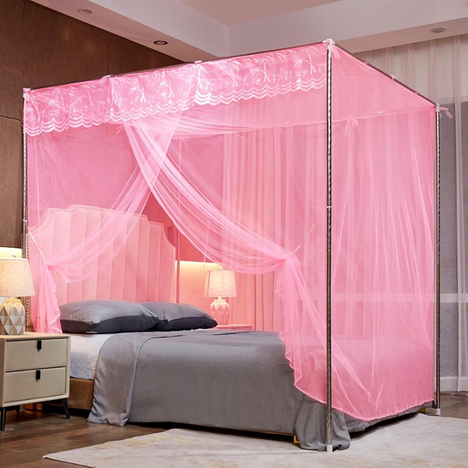 Amazon.com: Yiiciovy Mosquito Net for Bed Canopy Bed Curtains King Full ...