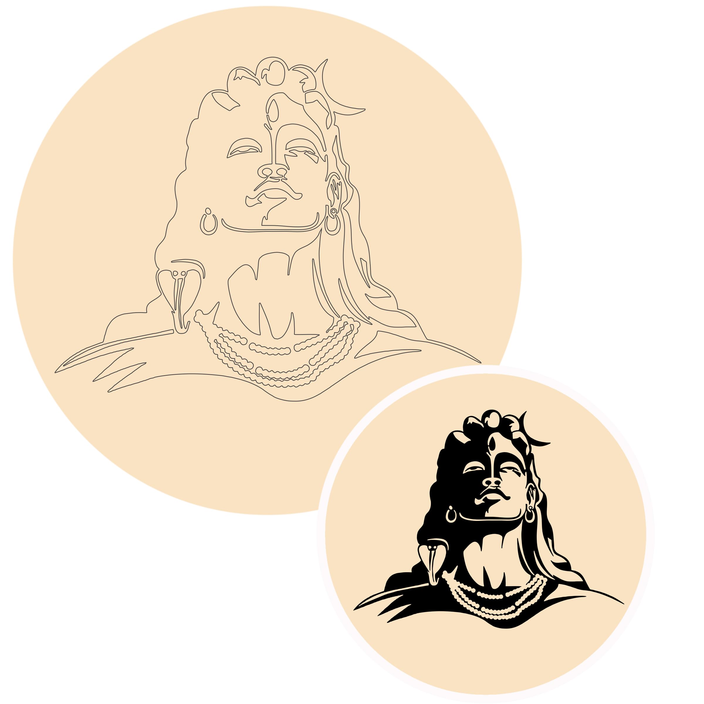 PD Craftozone Premarked ADIYOGI Shiva Round Circle MDF Pine Wood 12 ...