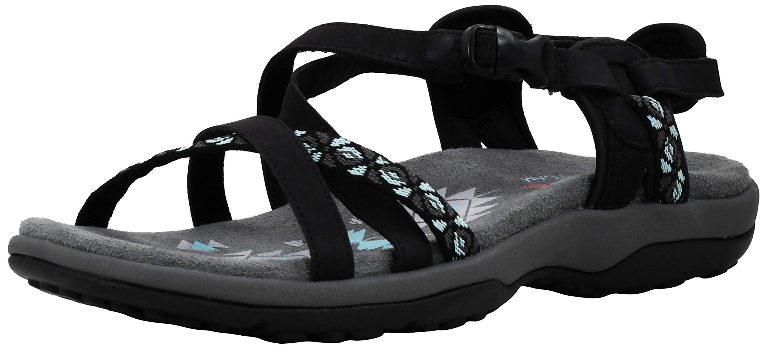 Snapklik.com : Womens Reggae Vacay Black/Aqua Sandal 8 M US