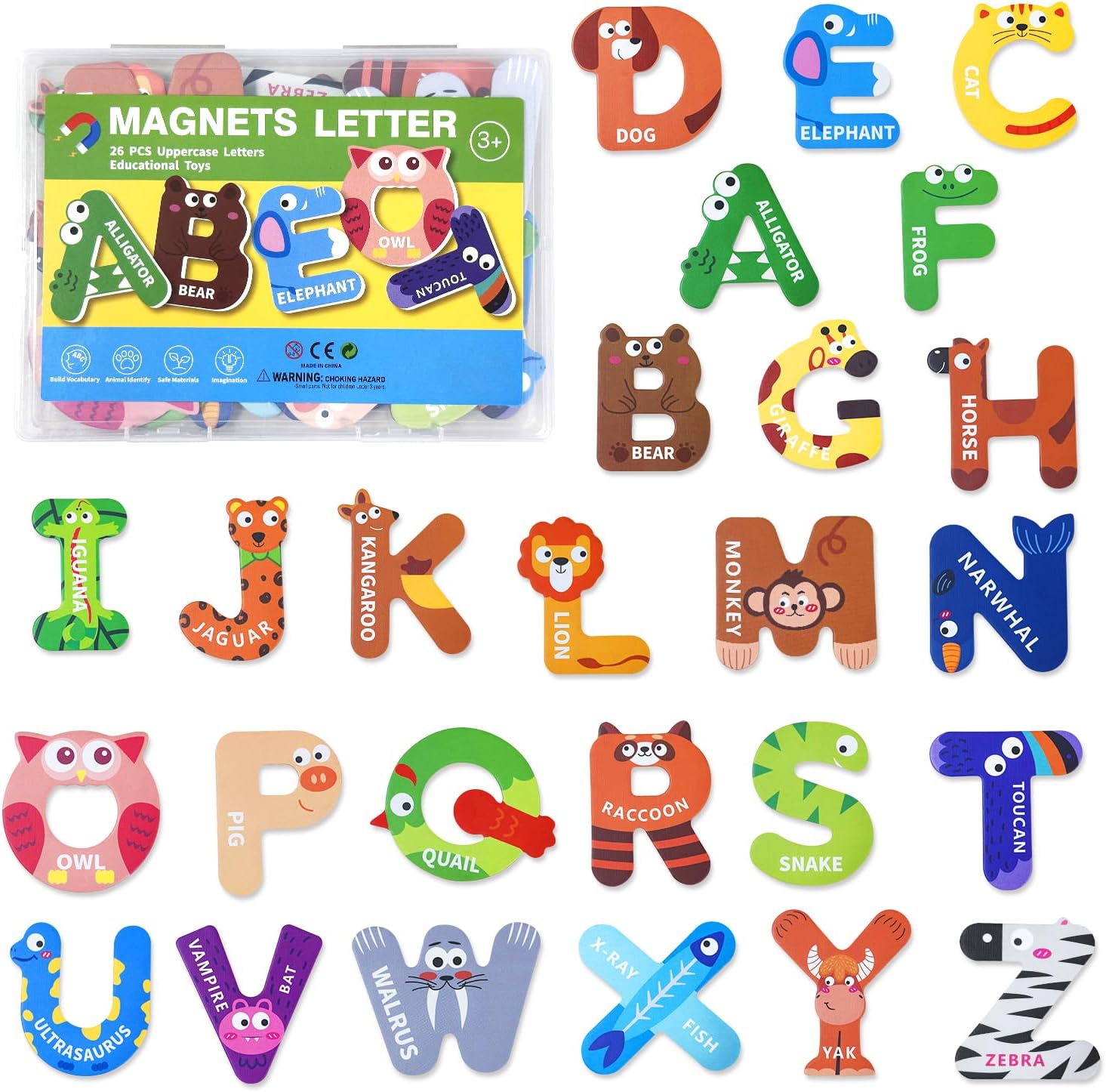 Amazon.com: Magnetic Alphabet Letters for Toddlers & Kids - 26 Colorful ...