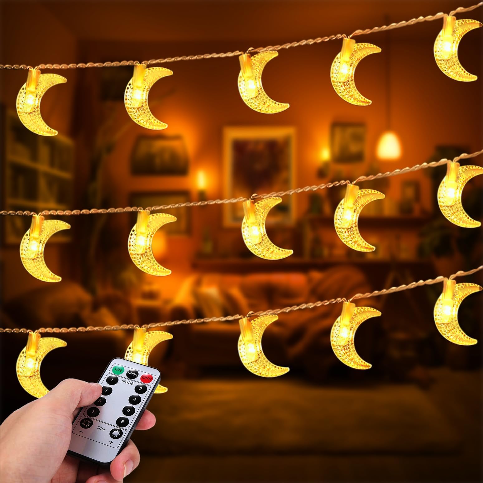Amazon.com: Ramadan Lights Star Moon String Lights 10Ft 20 LED Fairy ...