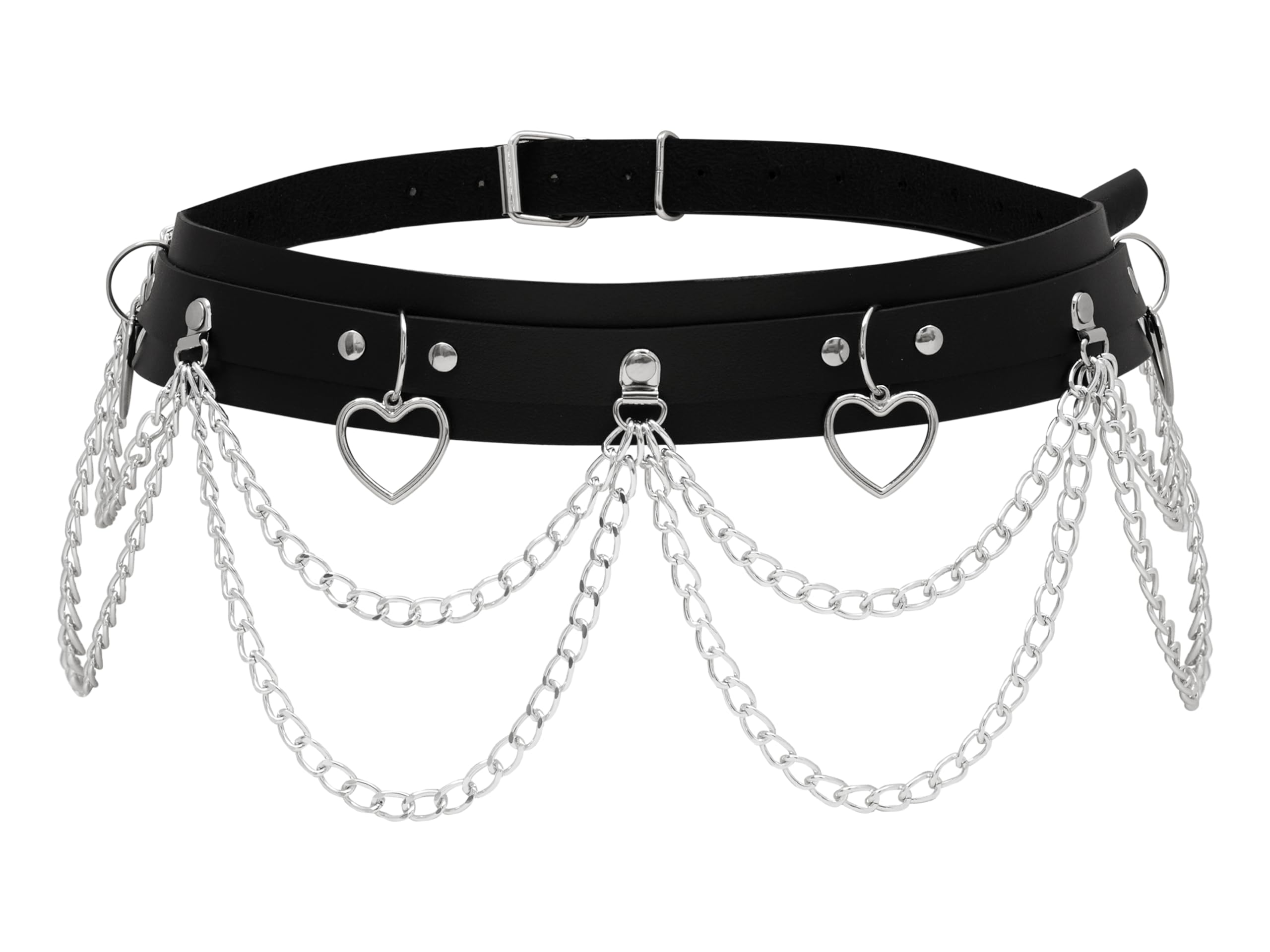 Sacina Heart Black PU leather Belt, Emo Belt, Punk Belt, Grunge Belt ...