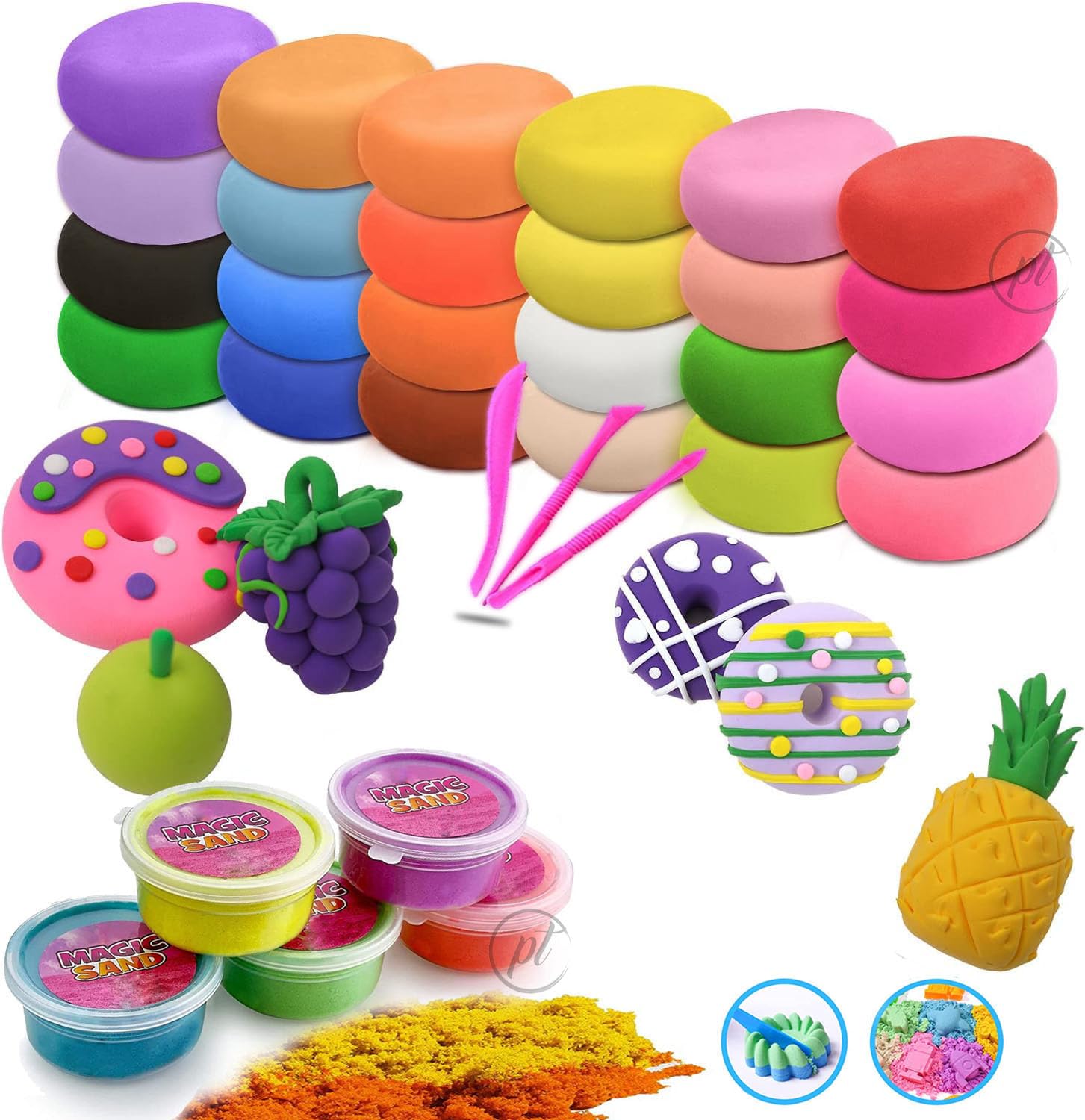 Promote Play Sand+ Clay Kit, Fun Sand Kit with 5 Moldable Sensory Sand ...