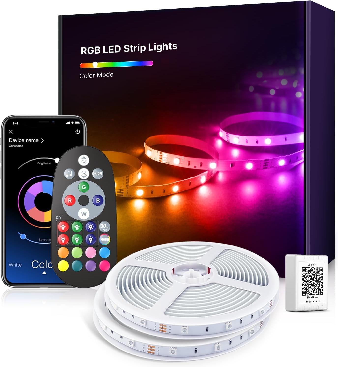LED Strip Lights 10M, RGB Color Changing Led Light with IR Remote ...
