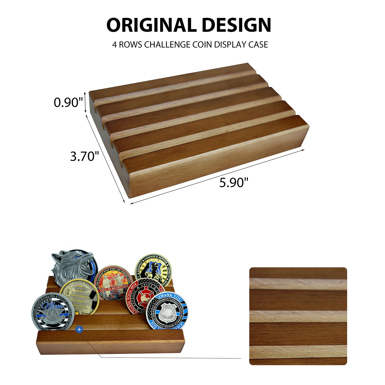 Snapklik.com : DecoWoodo Challenge Coin Holder Display Case 4 Row Solid ...