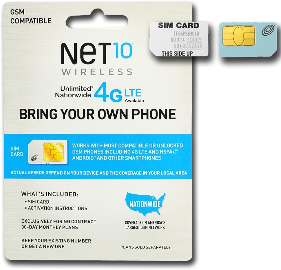 Amazon.com: Net 10 GSM Sim Card Unlimites Talk Dext and Data $40 Month ...