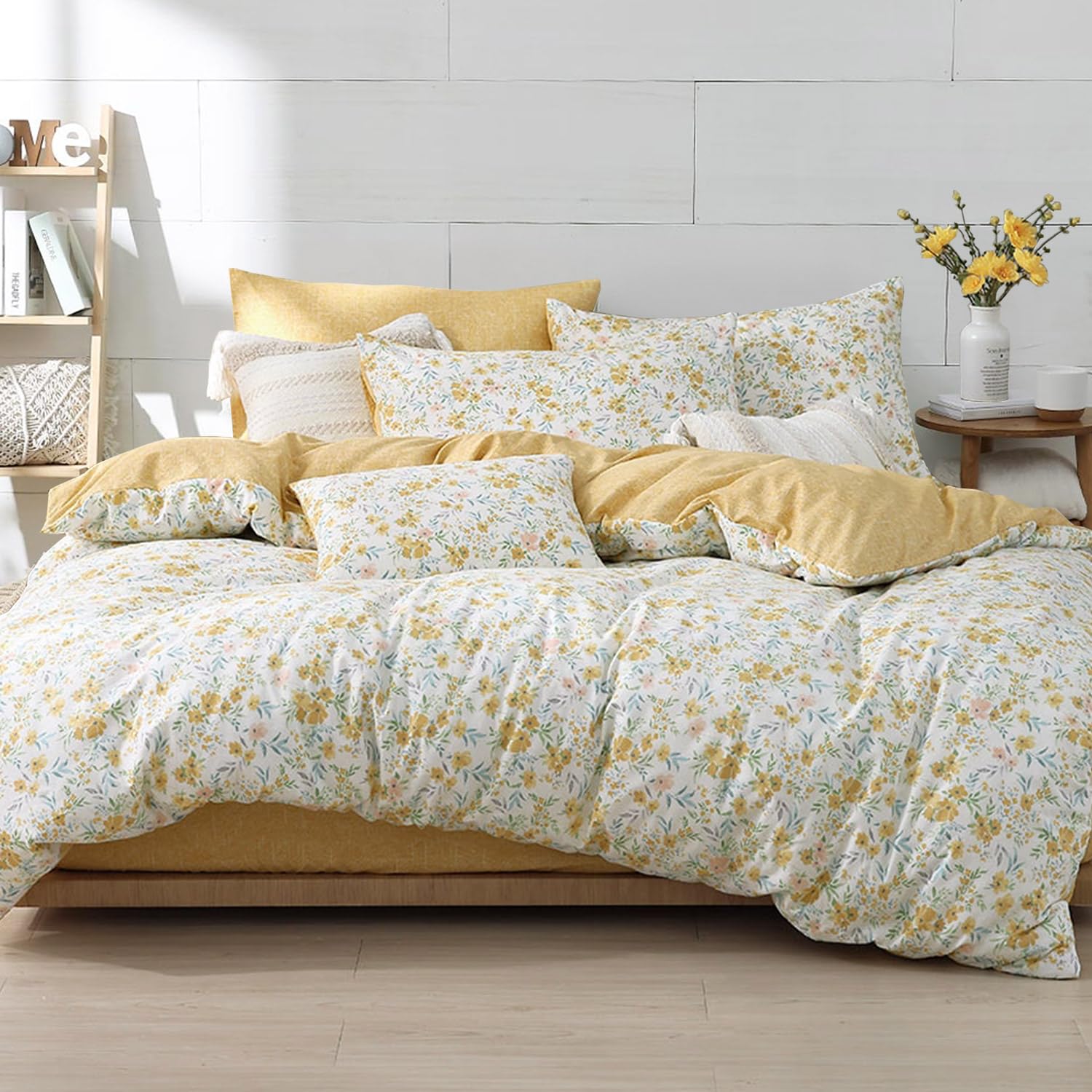 Amazon.com: ALEISSEL Natural Cotton 3pcs Floral Comforter Sets King ...
