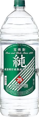 Amazon.co.jp: 宝焼酎 純 25度 4000ml 4L エコペット 2本 焼酎 甲類焼酎 宝酒造 : 食品・飲料・お酒