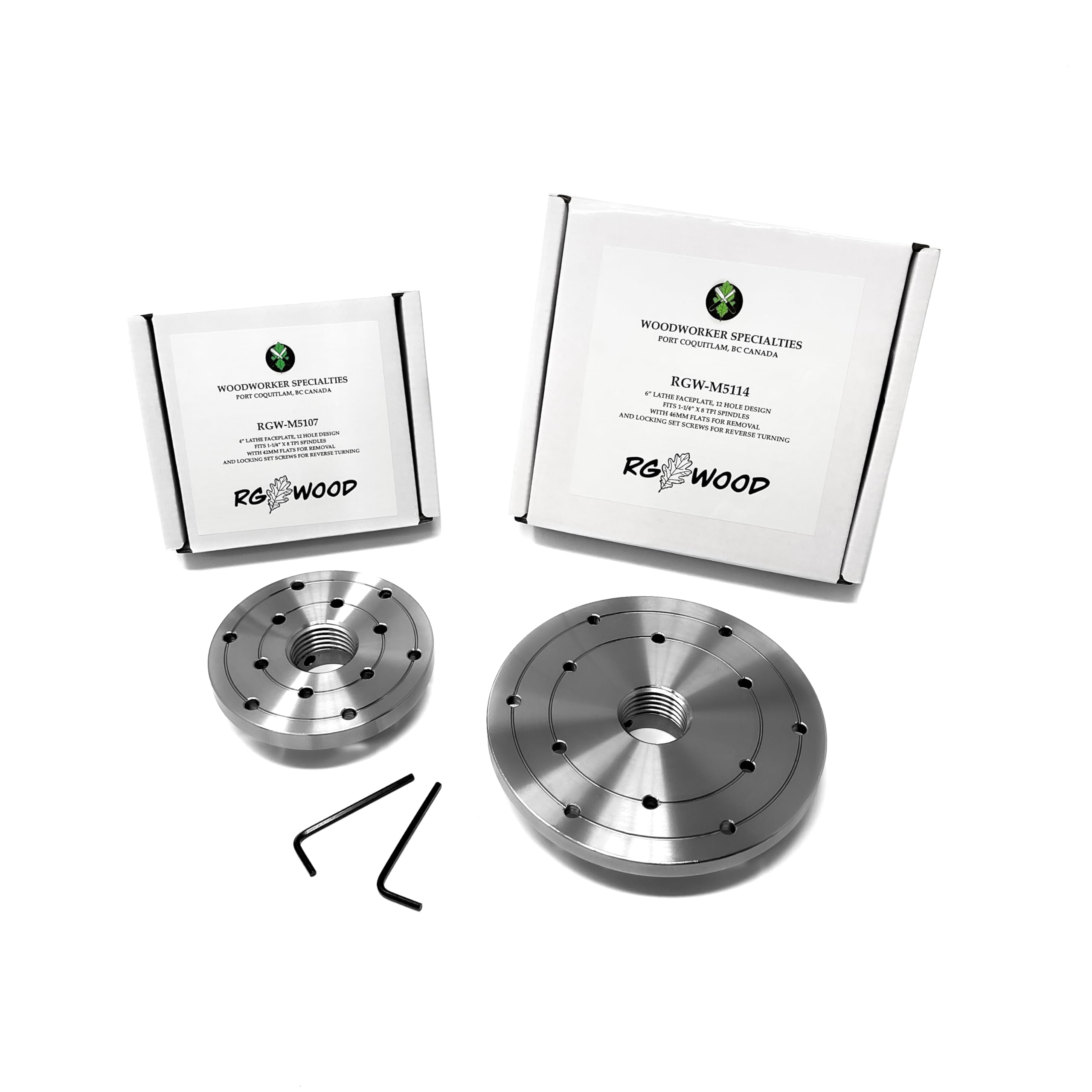 4" & 6" Steel Face Plate Set for Woodlathes with 1-1/4" x 8tpi Spindle ...