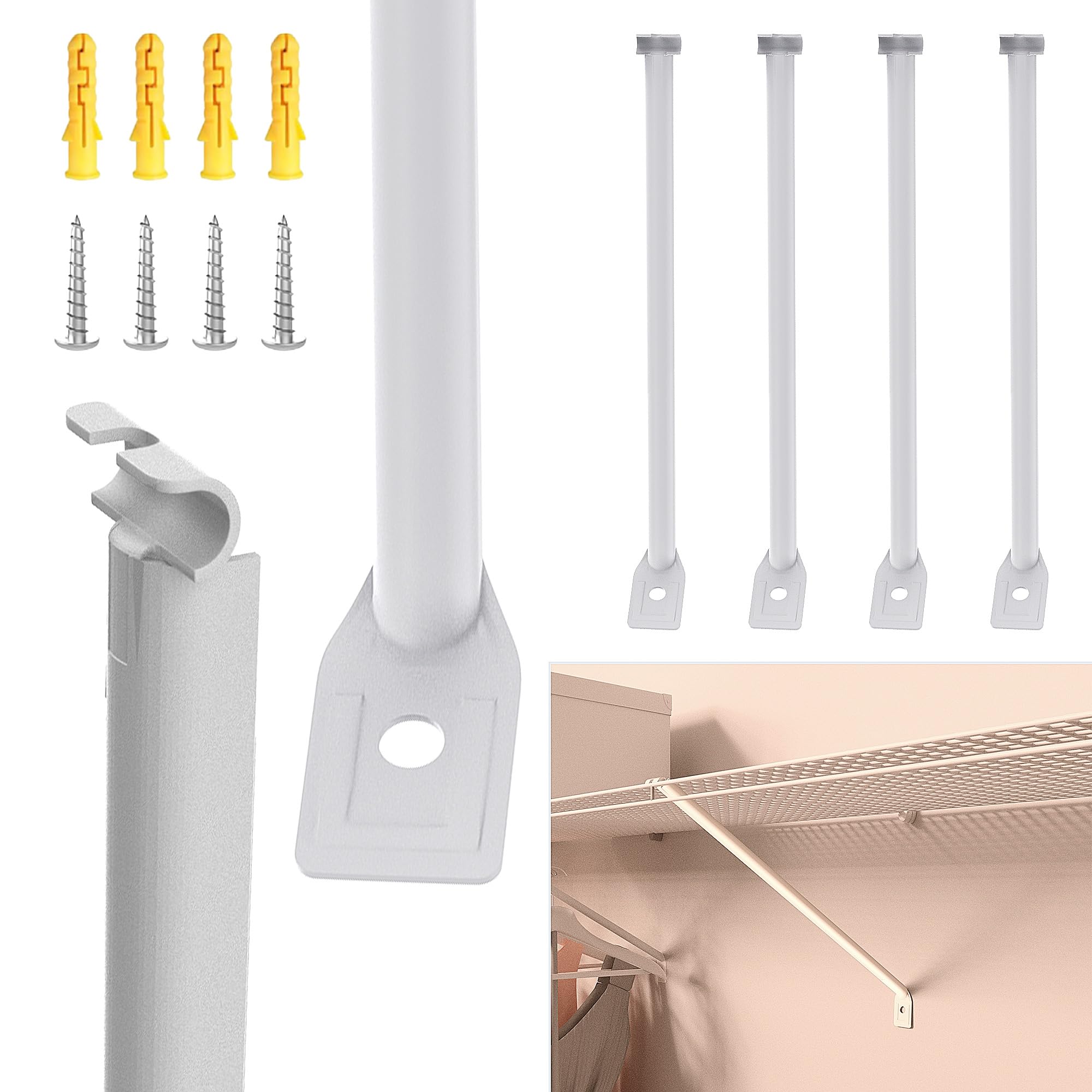 Snapklik.com : 12 Pack Support Brackets For Wire Shelving,16 Inch Fixed ...