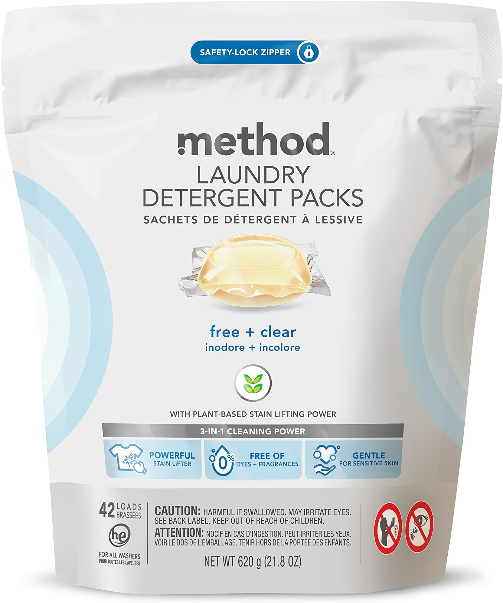 Amazon.com: Method Laundry Detergent Packs, Free + Clear, 42 Count, 1 ...