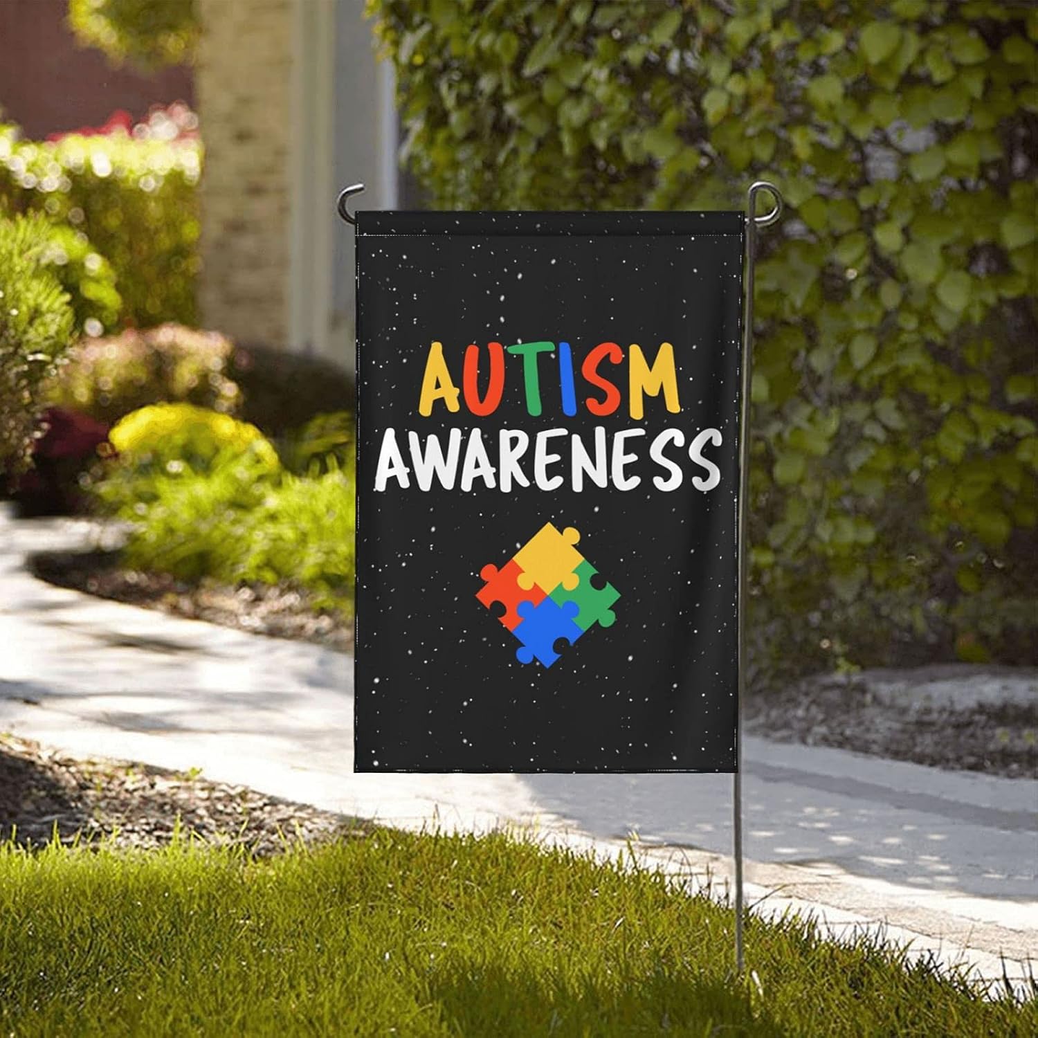 Autism Awareness Garden Flag Wall Hanging12 .5x 18 Support Motivational ...