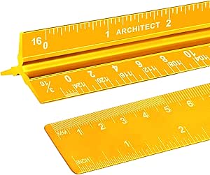 Amazon.com : Architectural Scale Ruler with Straight Ruler, Imperial ...