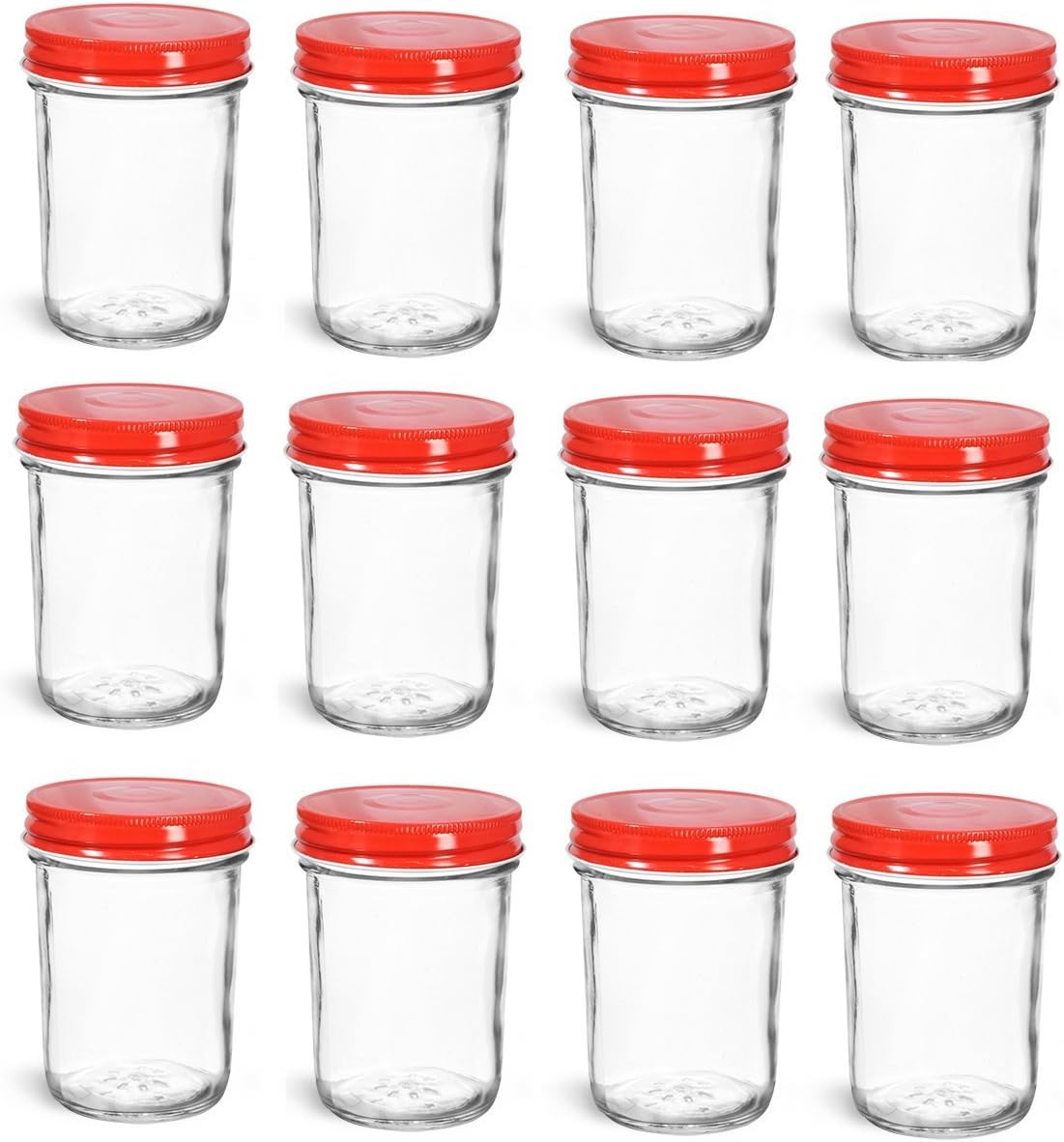 Amazon.com: Nakpunar 12 pcs, 8 oz Mason Jars with Red Lids: Home & Kitchen