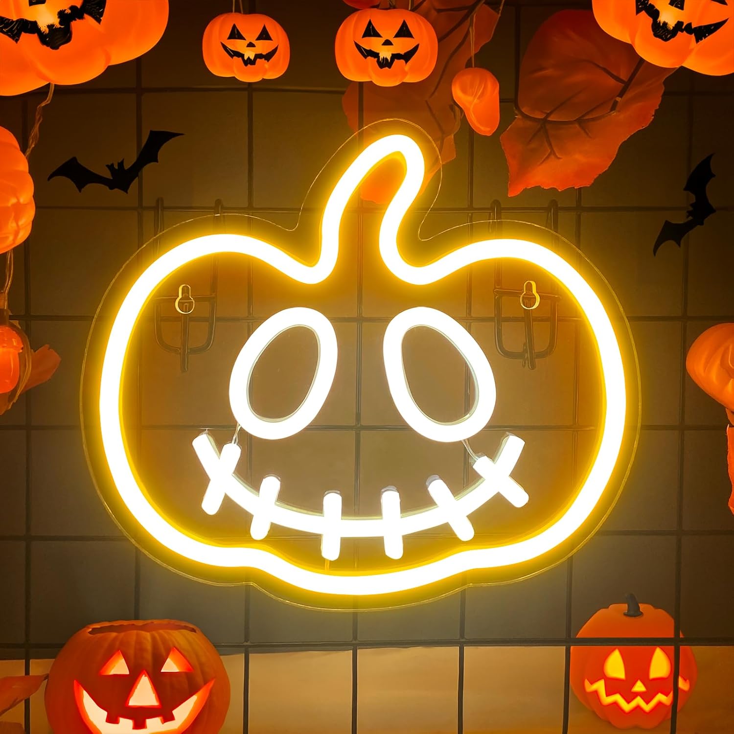Halloween Pumpkin Neon Sign,Orange LED Pumpkin Neon Lights, Halloween ...