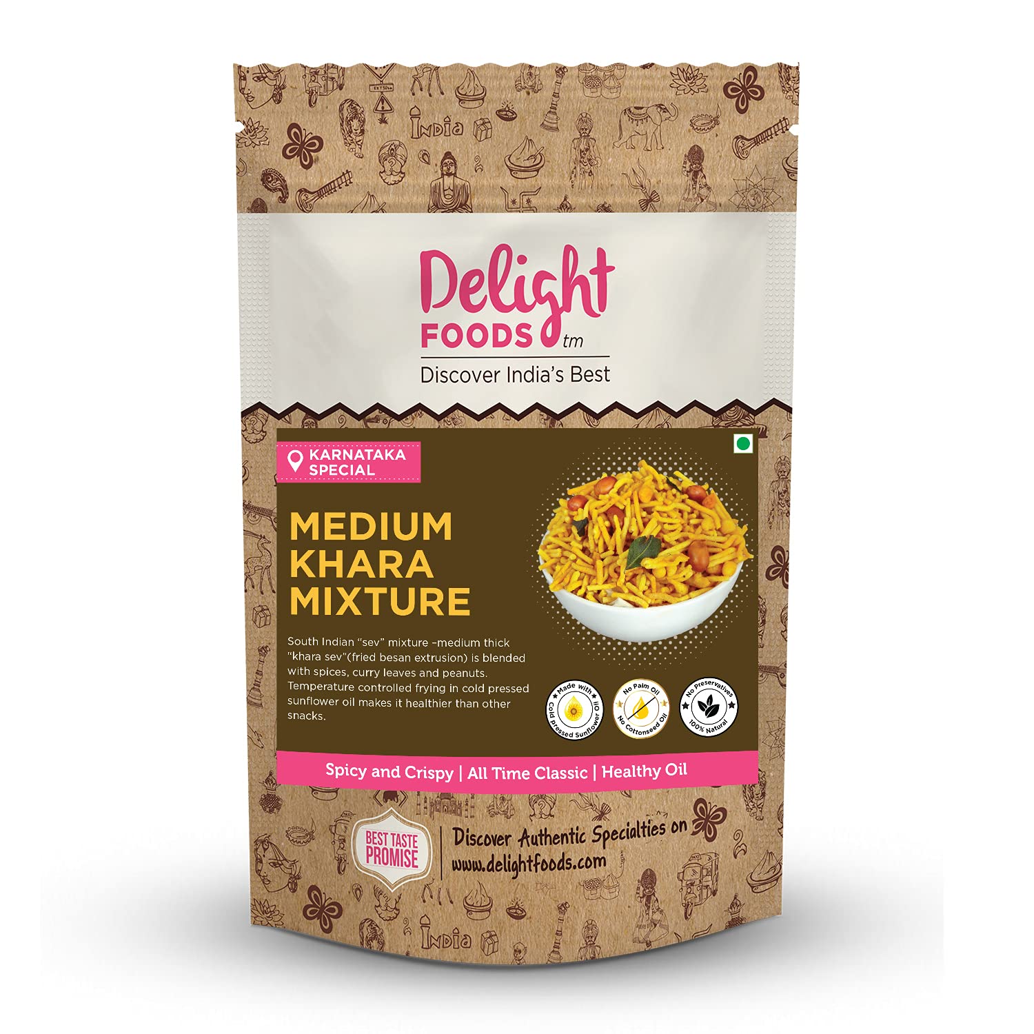 Delight Foods Karnataka Medium Khara Mixture-200g | Indian Snacks ...