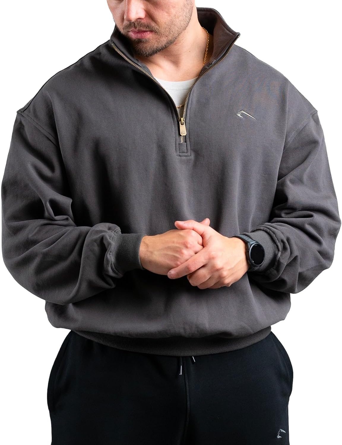 ATHLETIC AESTHETICS Essential Oversize Half Zip (Olive) S Pullover ...