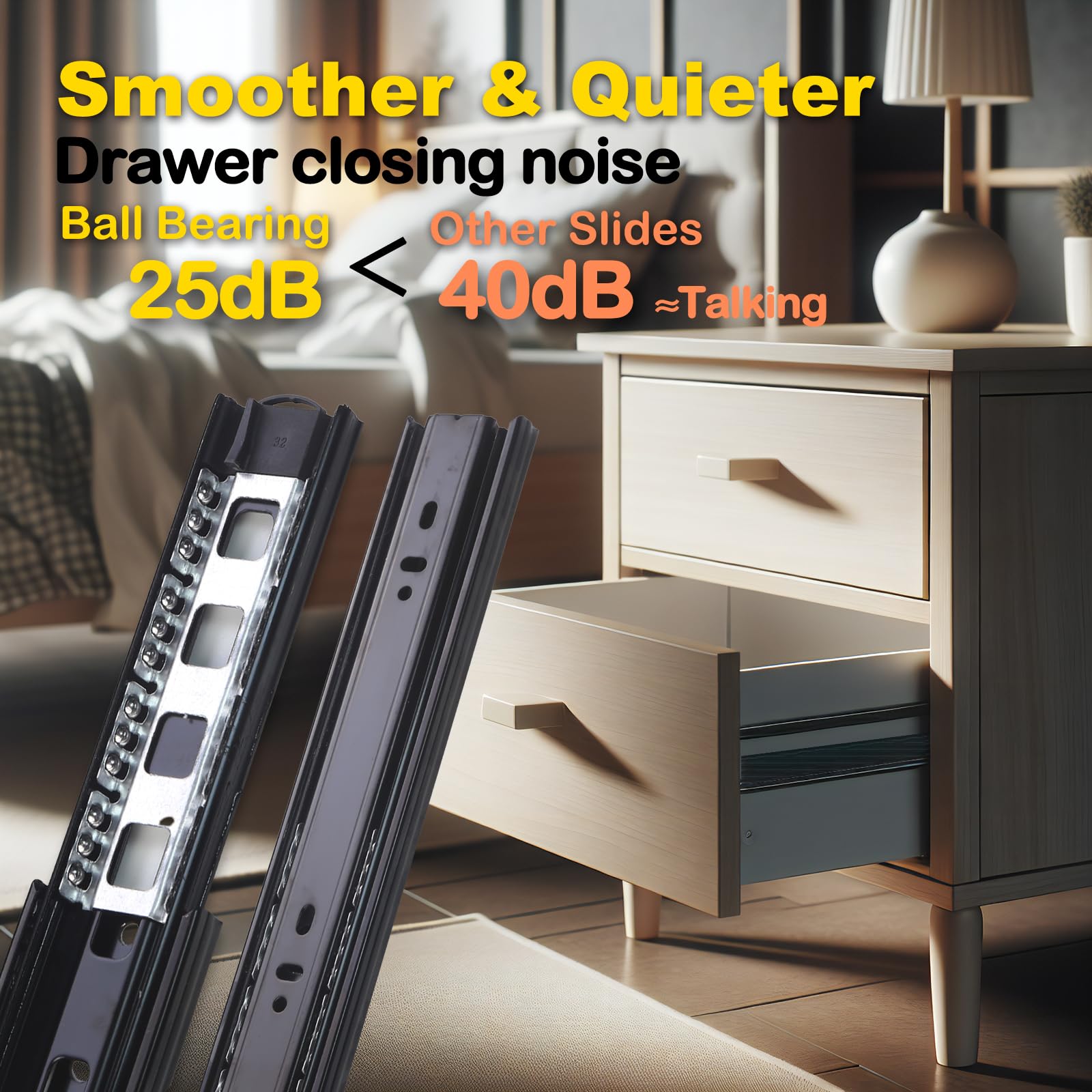 Snapklik.com : Black Soft Close Drawer Slides 18 Inch-6 Pairs
