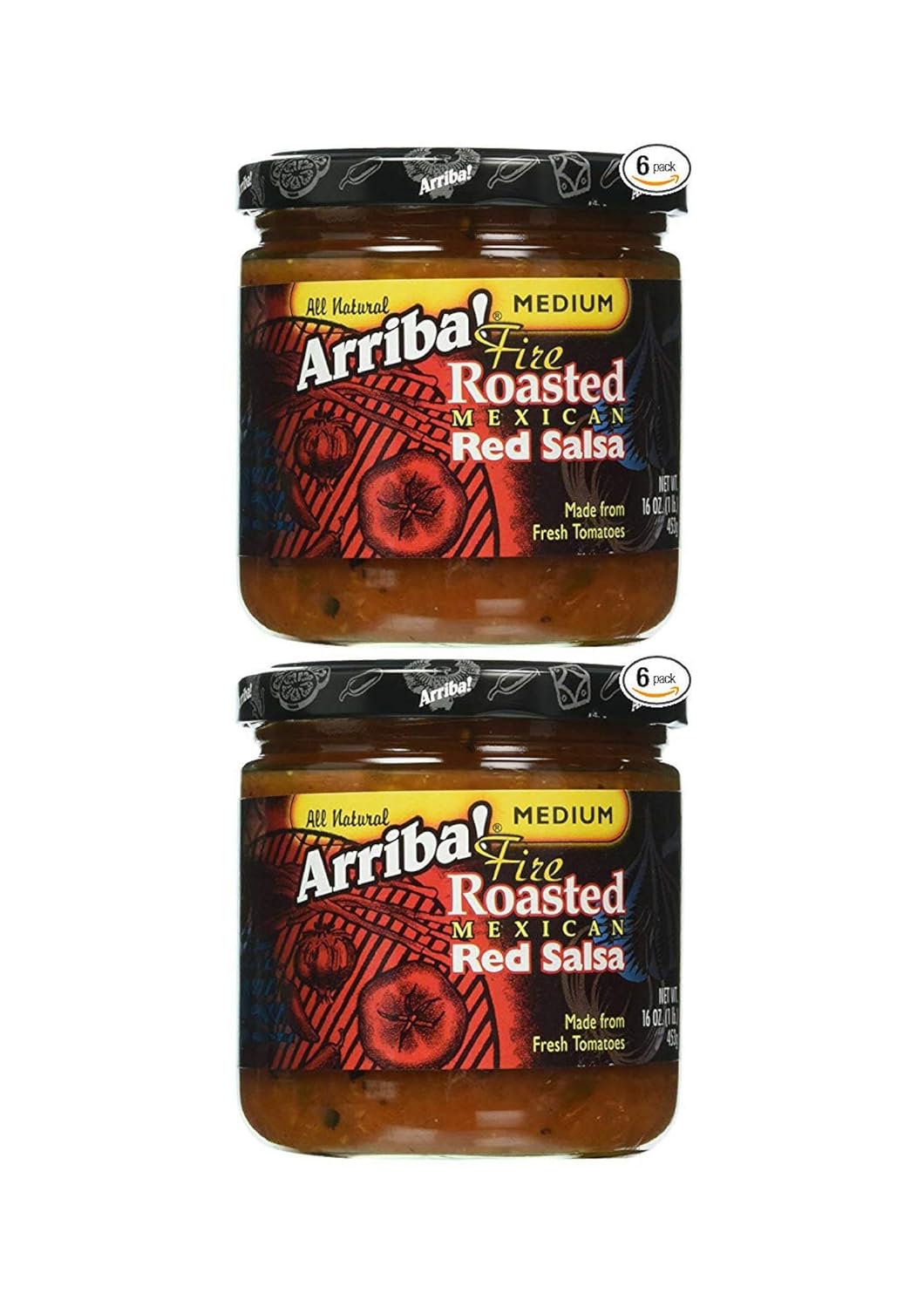 Amazon.com: Arriba Fire Roasted Mexican Red Salsa Medium 16 Ounce (12 Pack)