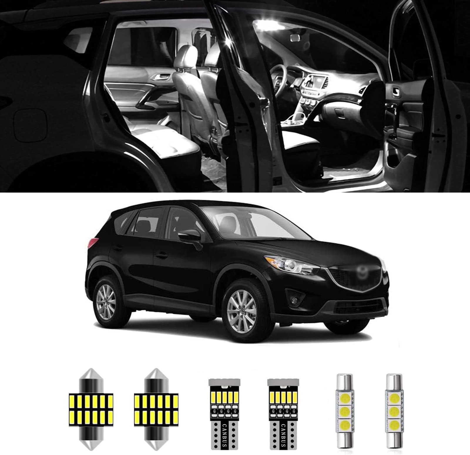 Amazon.com: 9pcs Mazda CX5 Interior LED Lights Kit Super Bright LED Map ...