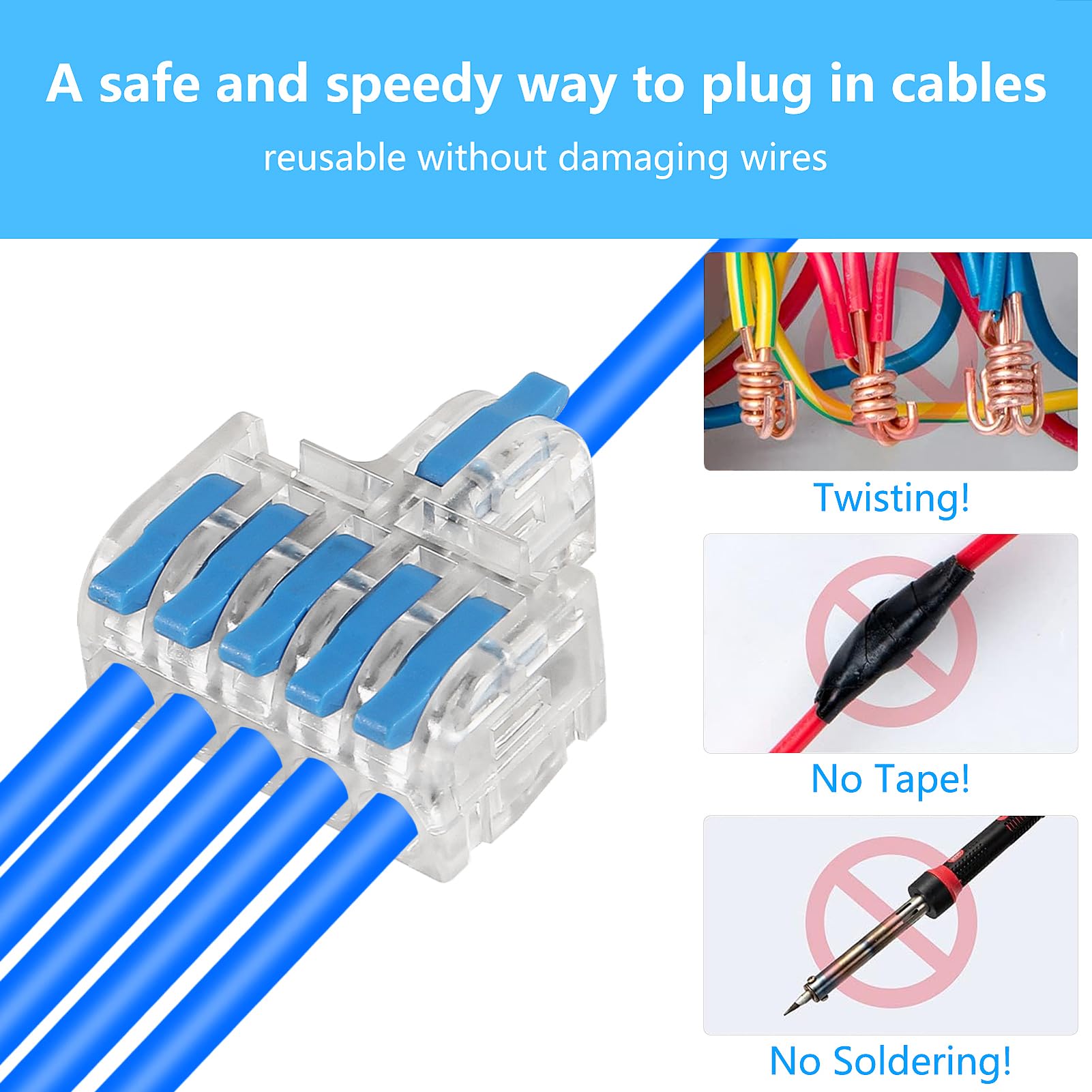 Snapklik.com : 20pcs Lever Wire Connectors, 1 In 5 Out Connectors For ...